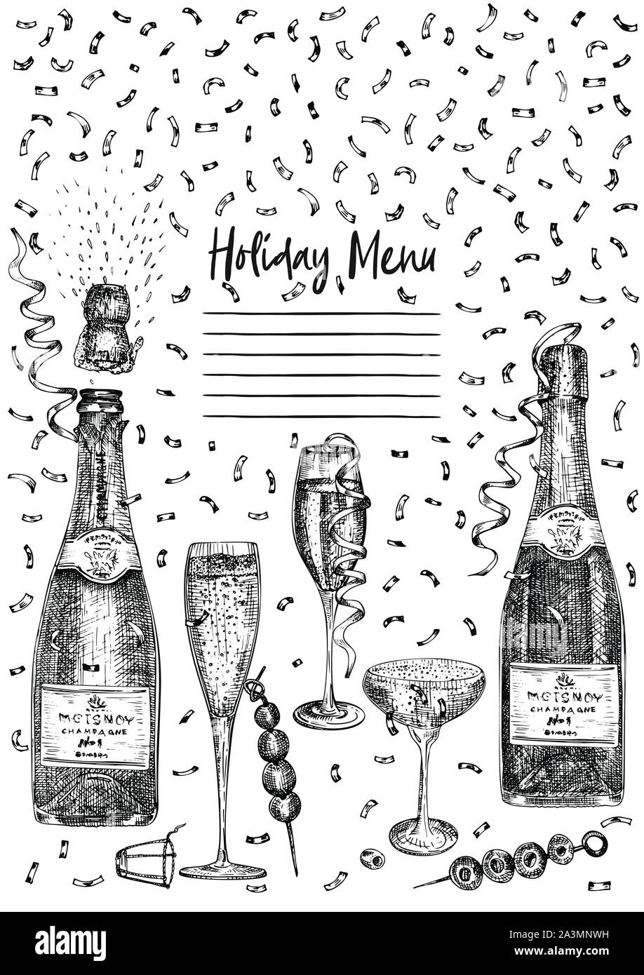 Cocktail bar menu design template set in retro style Isolated on gray ...