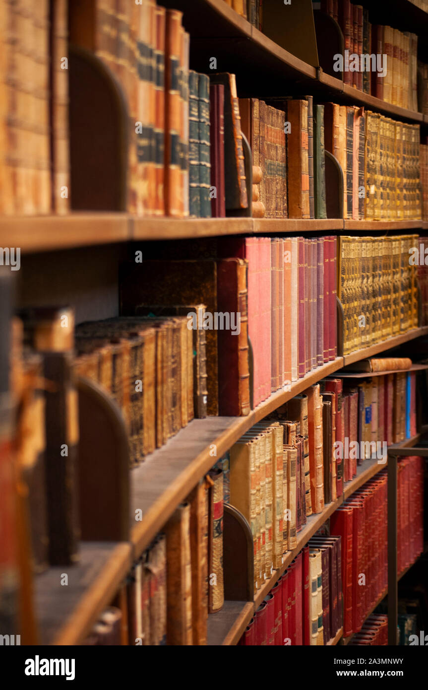 old books in a library Stock Photo - Alamy