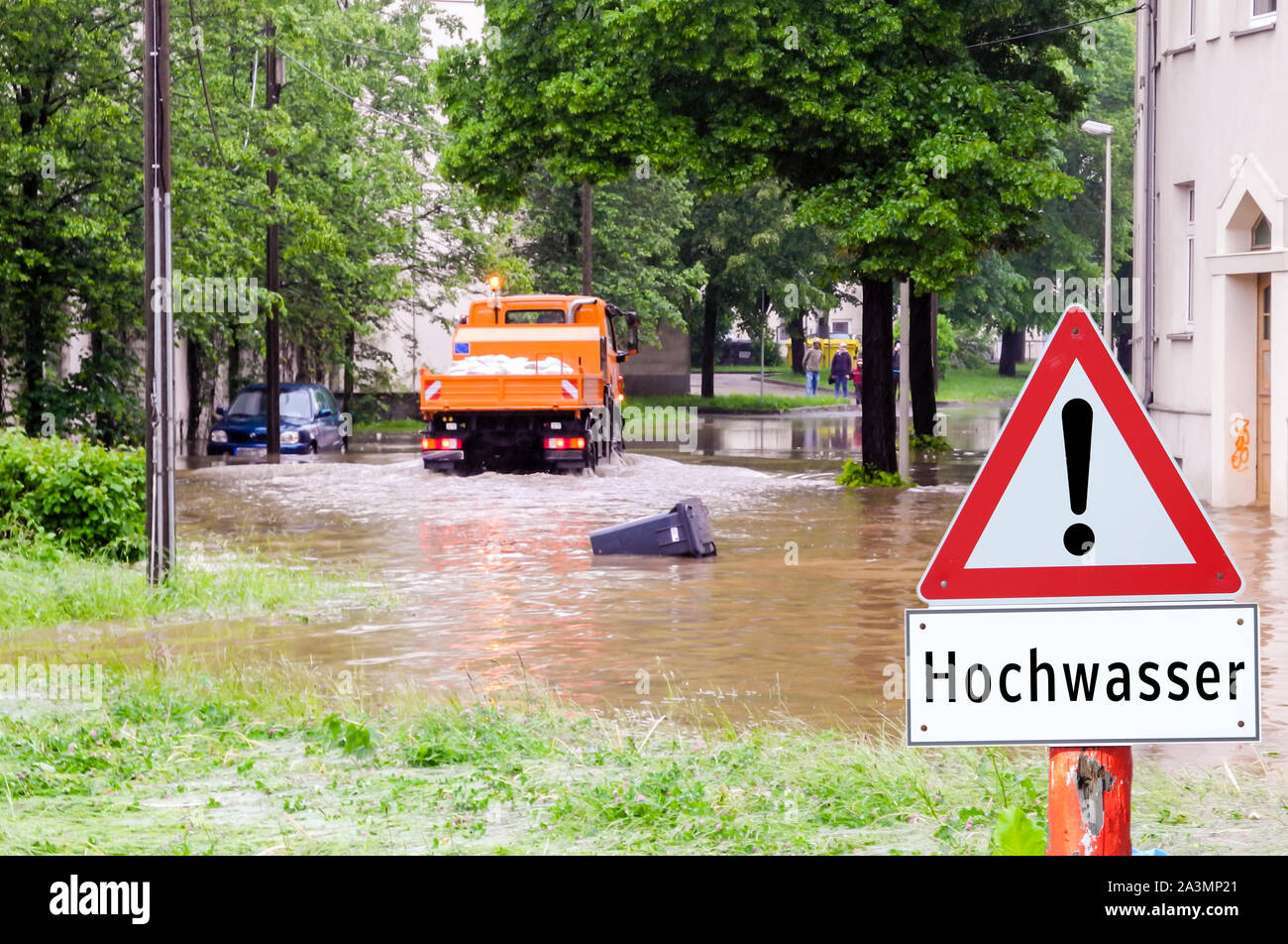 Panorama flood German Sign Stock Photo - Alamy