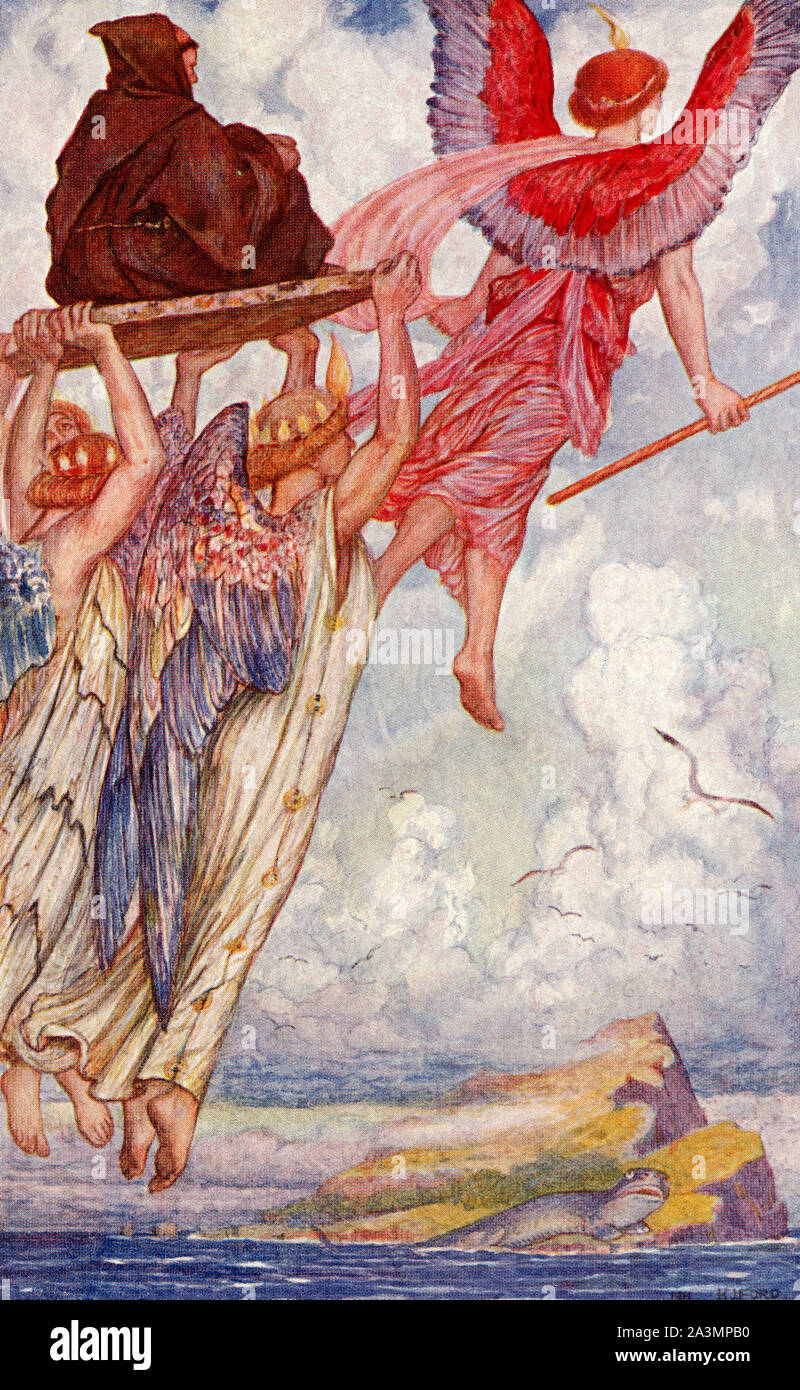 Raphael and the Angels carry St. Senan to Scattery Island where he ...