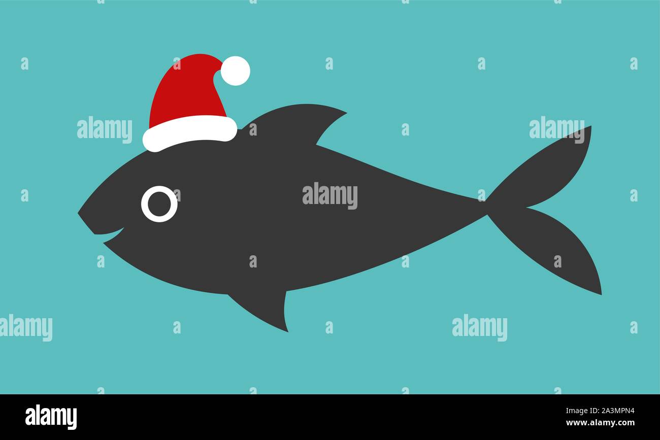 Christmas fish in Santa hat. Vector illustration Stock Vector Image ...