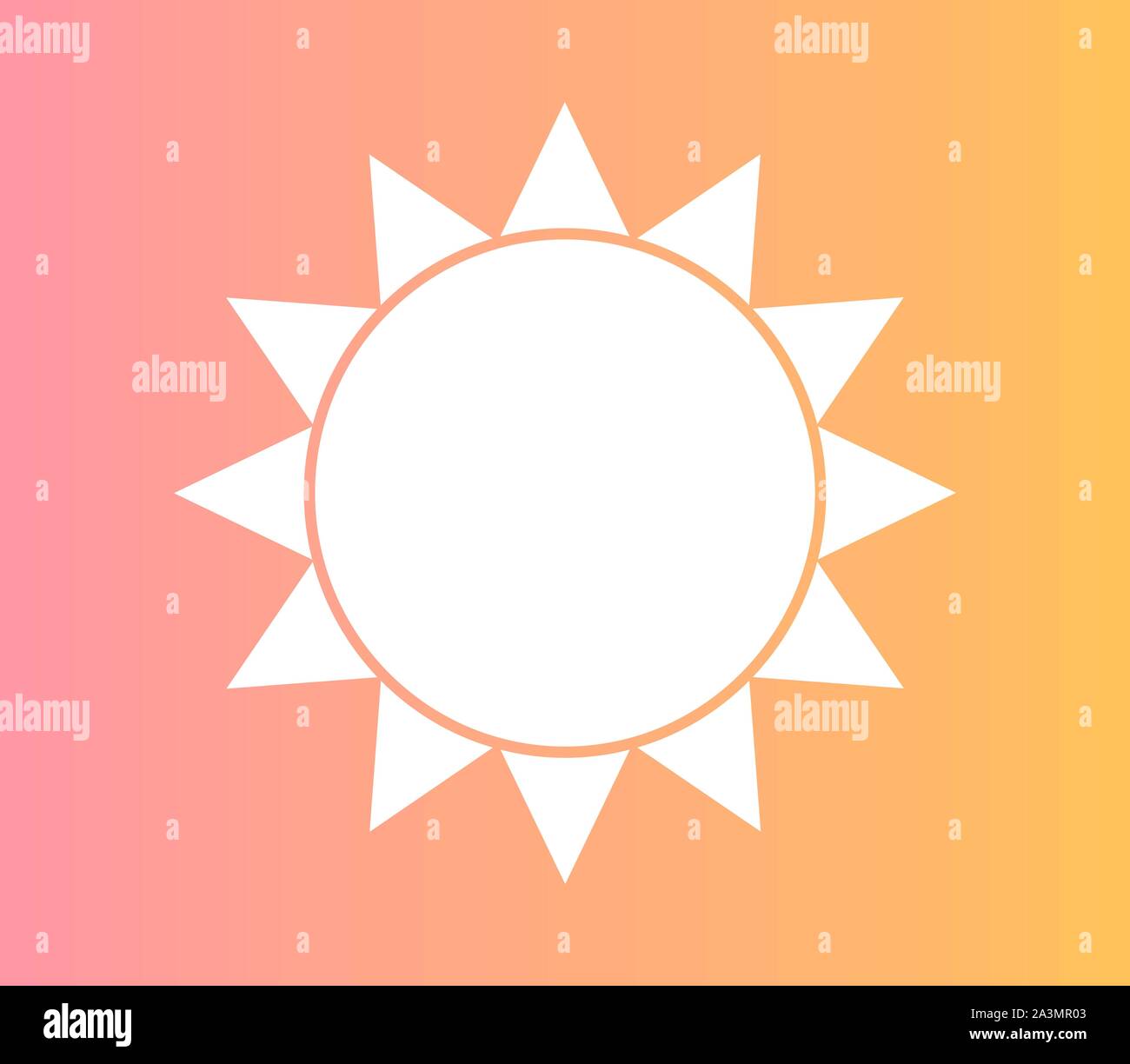 White sun icon shape on pastel sunset colors background. Vector ...