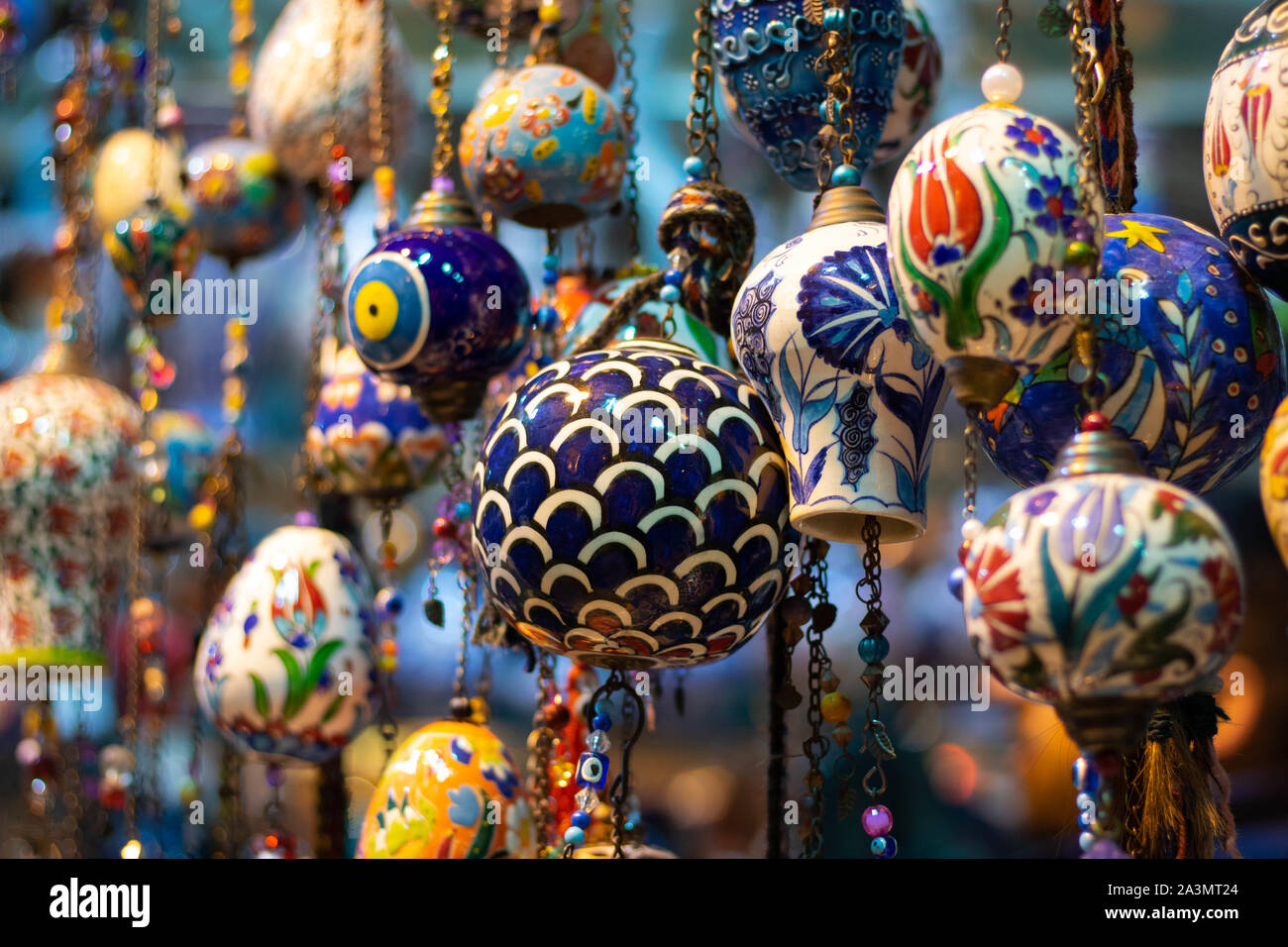 Turkish Style Decoration Objects Hanging on the stand in Grand Bazaar ...