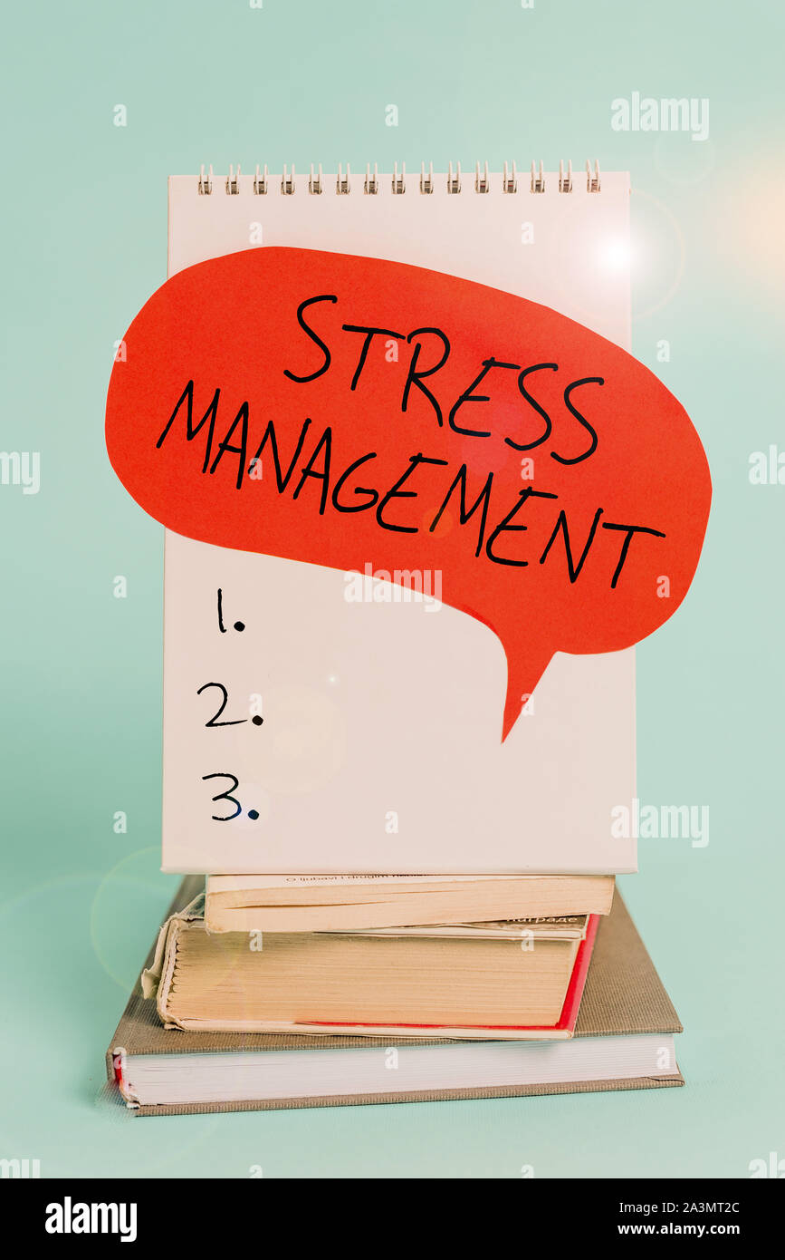 Writing note showing Stress Management. Business concept for method of ...