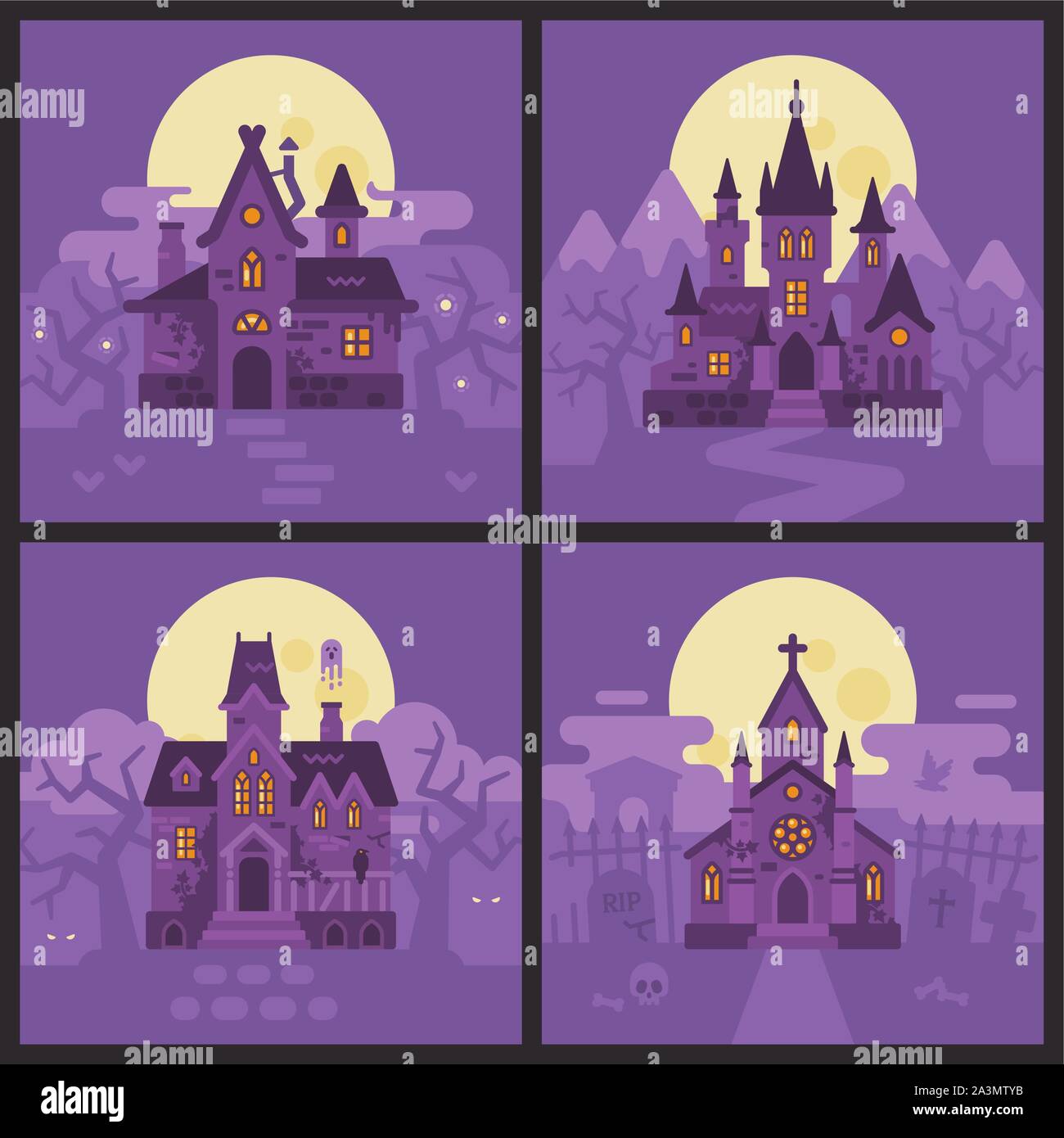 Spooky Graveyard Illustration High Resolution Stock Photography and ...