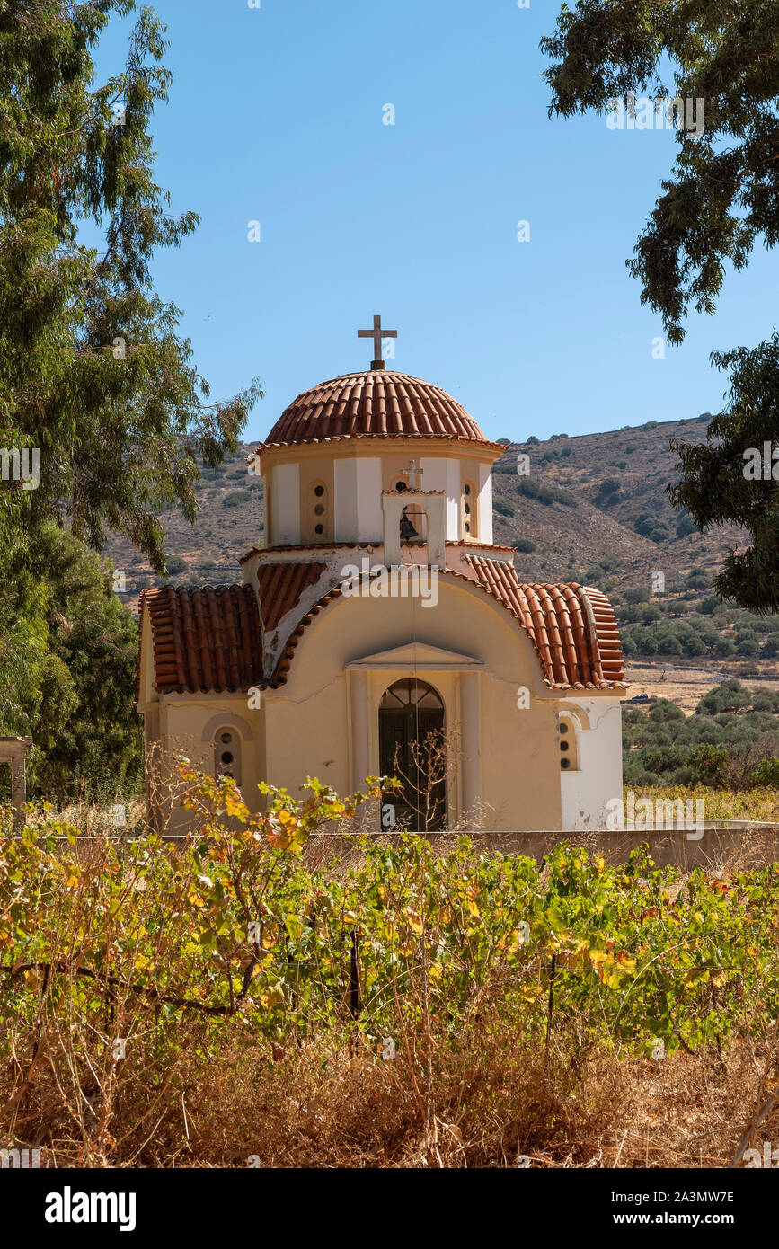 Kastelli, Crete, Greece. October 2019. The church of Agios Nektarios ...