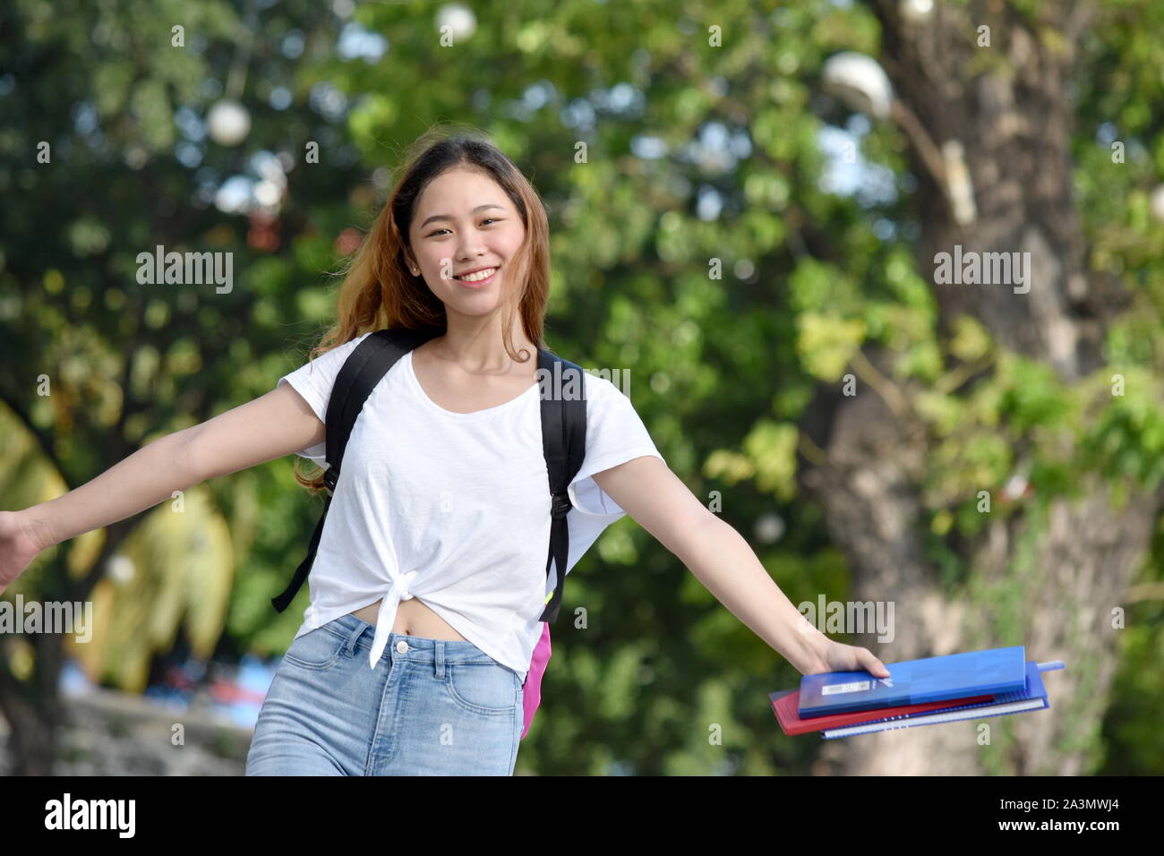 Female Student Having Fun Stock Photo - Alamy