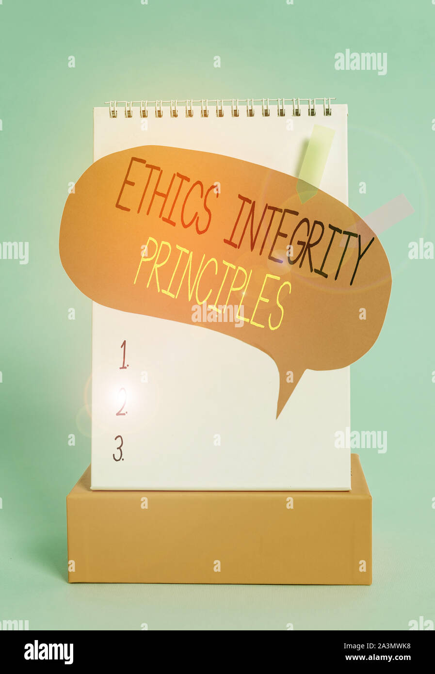 Writing note showing Ethics Integrity Principles. Business concept for ...