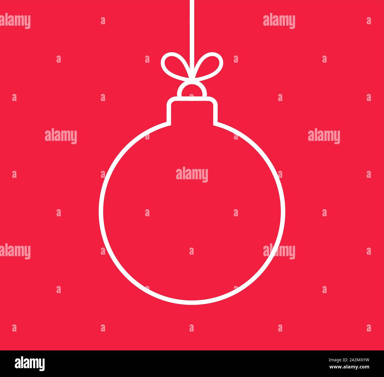Christmas bauble ornament outline shape on red background. Vector ...