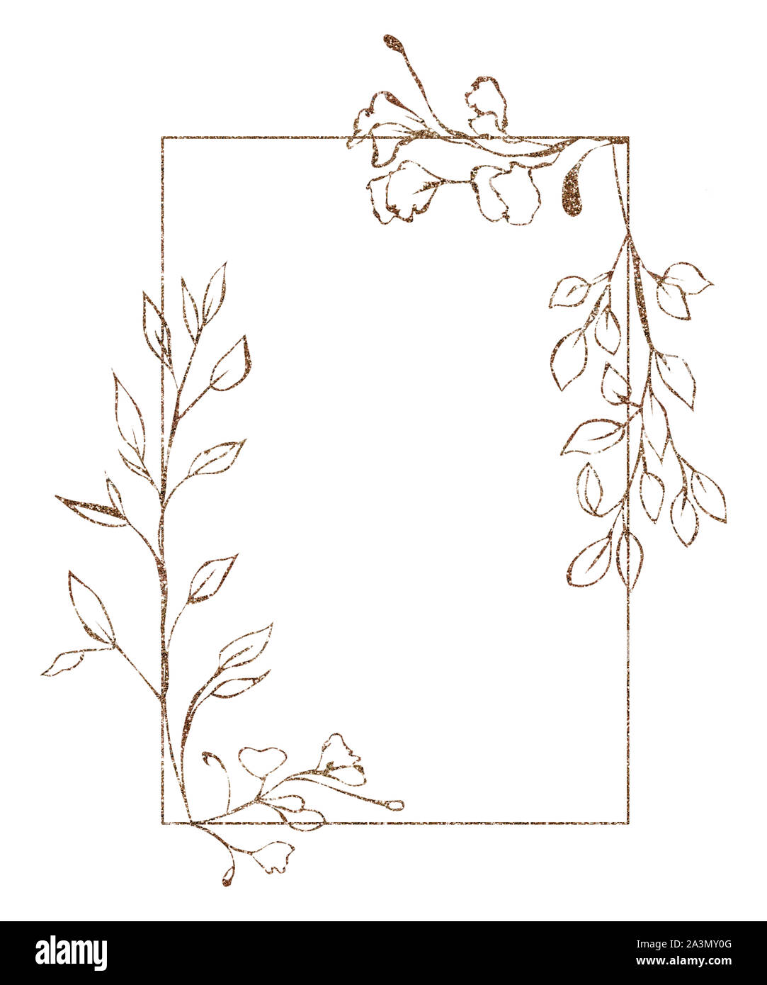 Illustration of a plant branch in the form of a colored floral frame of ...