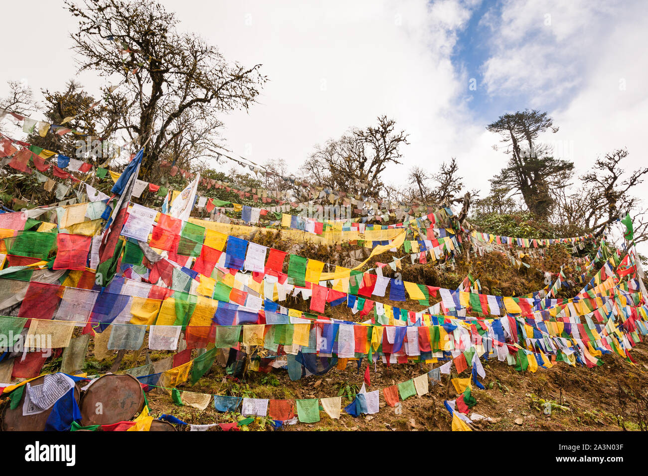 Prayer flags sky bhutan hi-res stock photography and images - Alamy