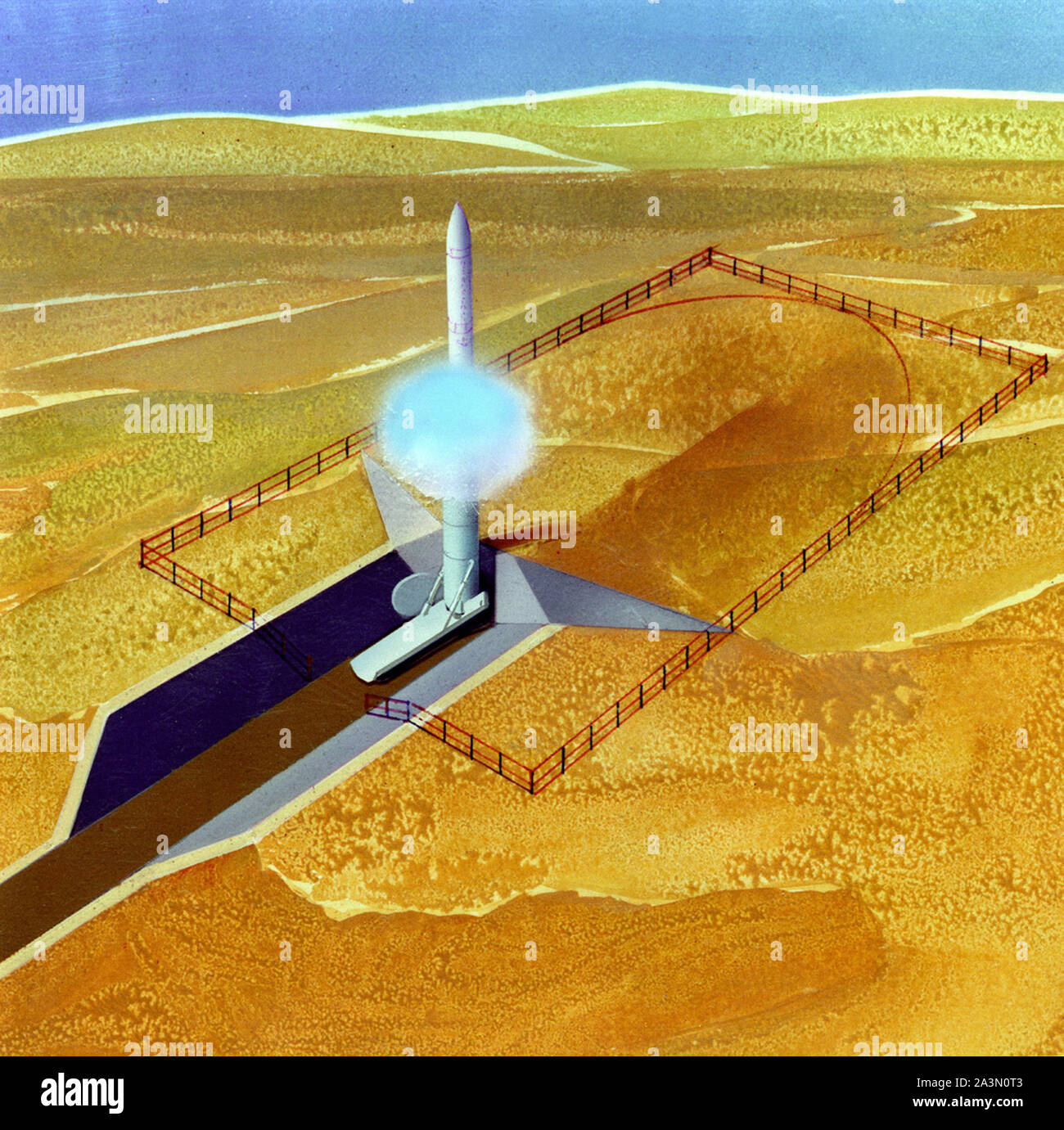 An artist's concept of an M-X missile being launched from its canister ...