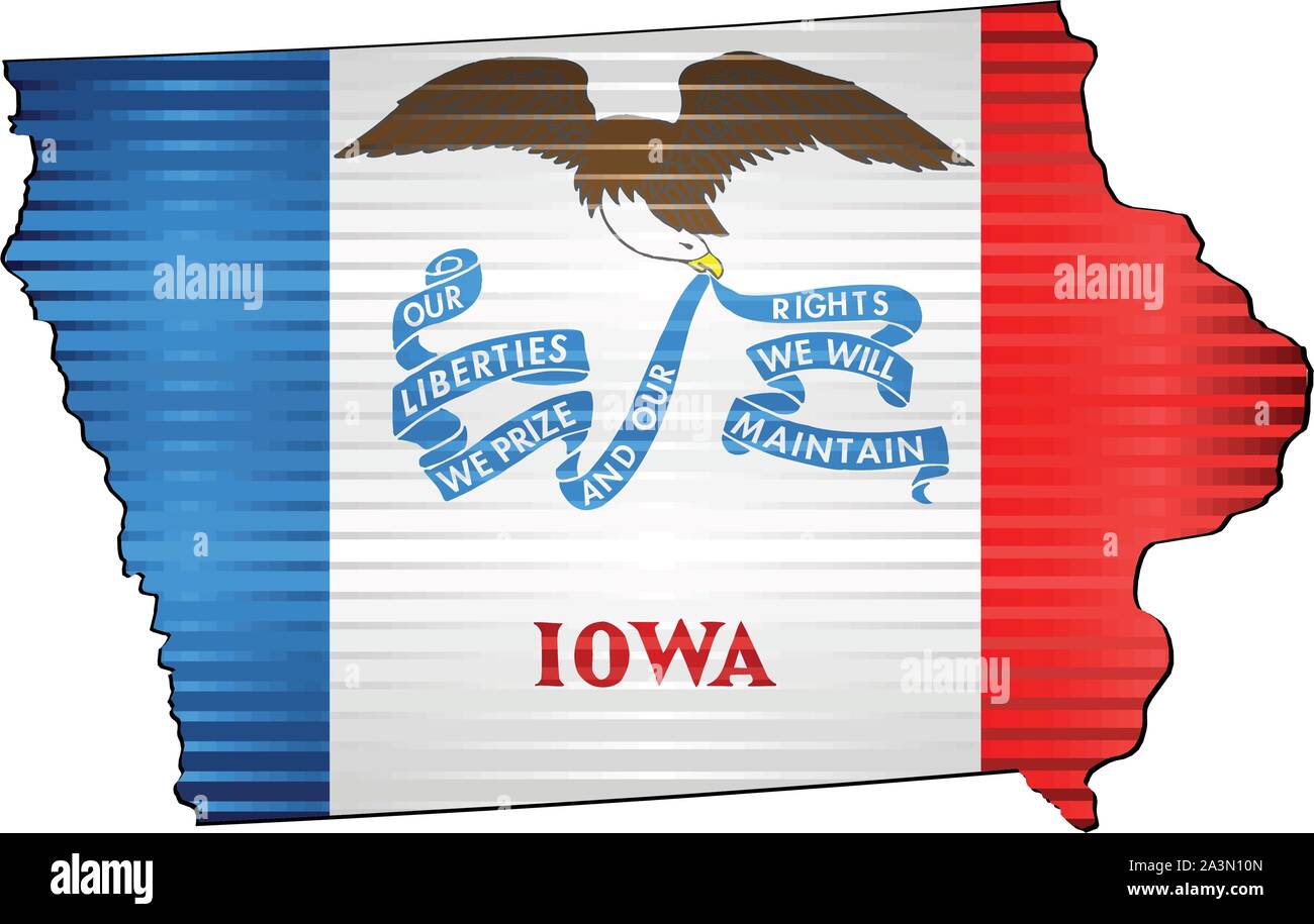 Shiny Grunge map of the Iowa - Illustration, Three Dimensional Map of ...