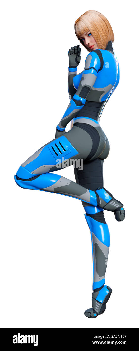 3D rendering of a female robot isolated on white background Stock Photo ...