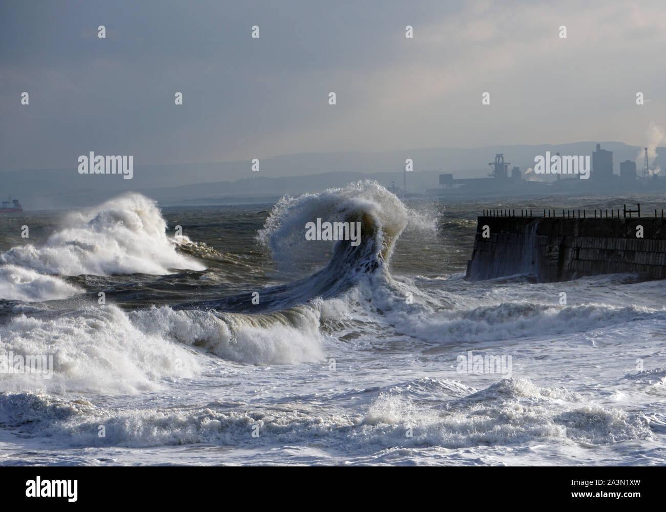 Wild Sea With Waves at Hartlepool Stock Photo - Alamy