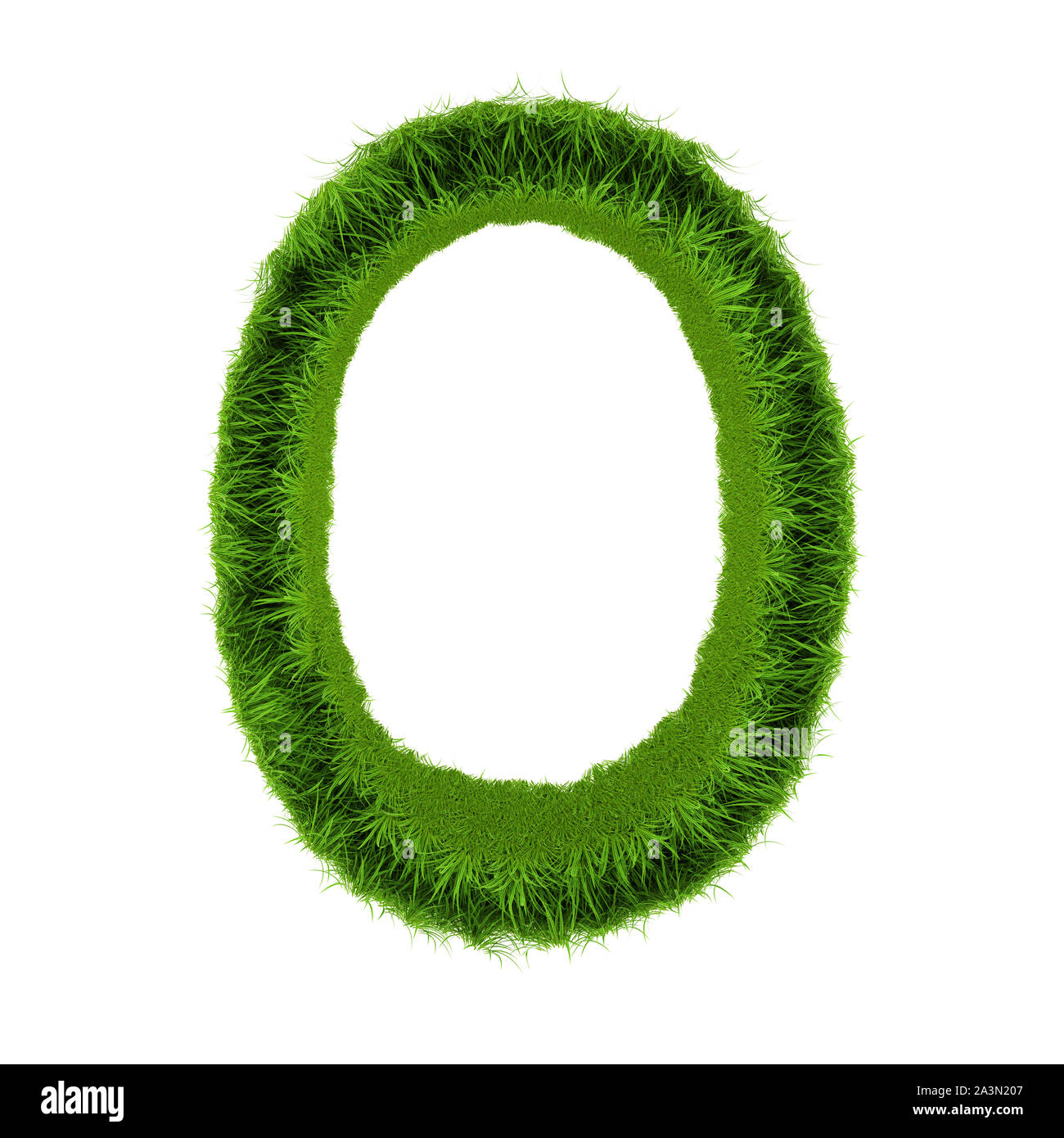 Letter O made of green grass isolated on white. 3d rendering Stock ...
