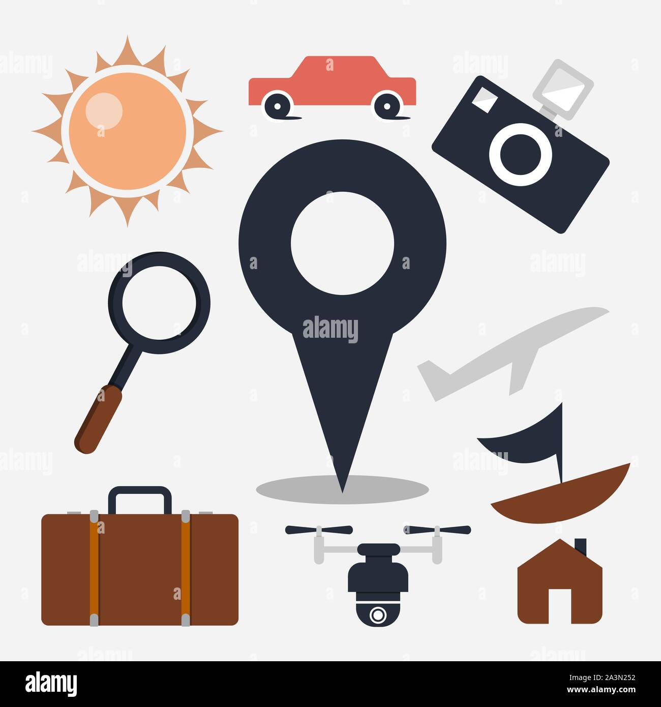 Travel elements icon set vector image. Various icon elements of travel ...