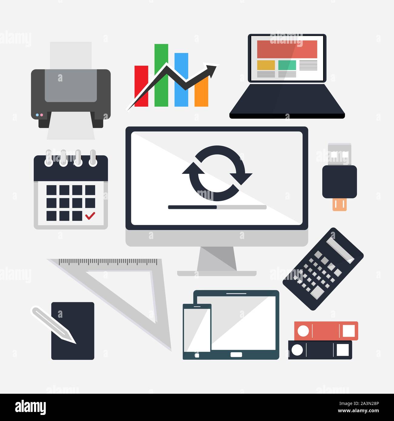 Top view office calculator Stock Vector Images - Alamy