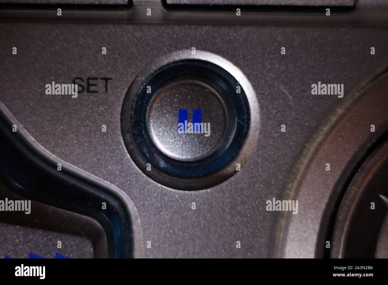 Button to save settings in the music center panel close-up Stock Photo ...