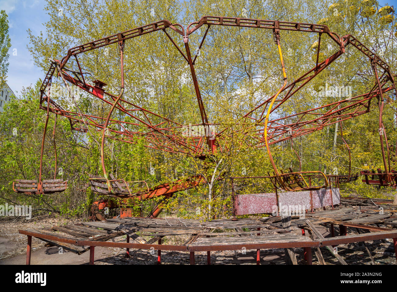 Old broken rusty metal radioactive children's electric cars abandoned ...
