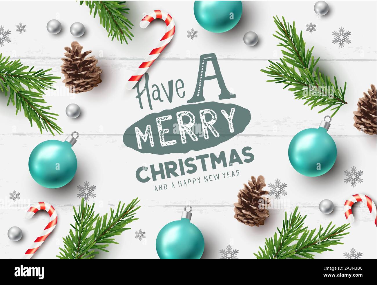 Merry christmas composition with christmas elements on a rustic wooden ...