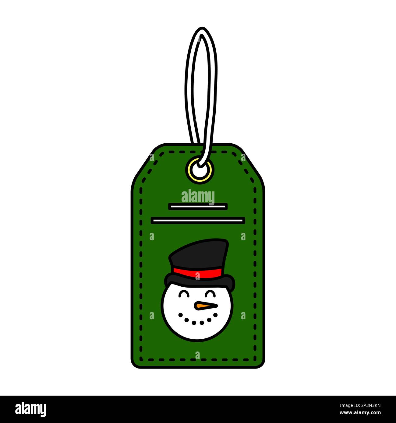 merry christmas cute snowman head in tag character Stock Vector Image ...