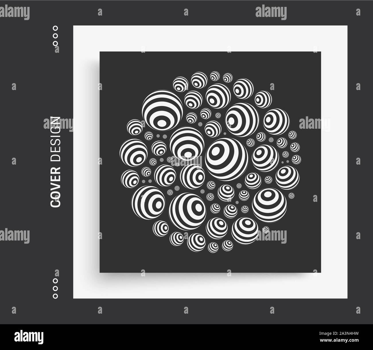 Multiple spheres on a larger sphere. 3d abstract composition in ...