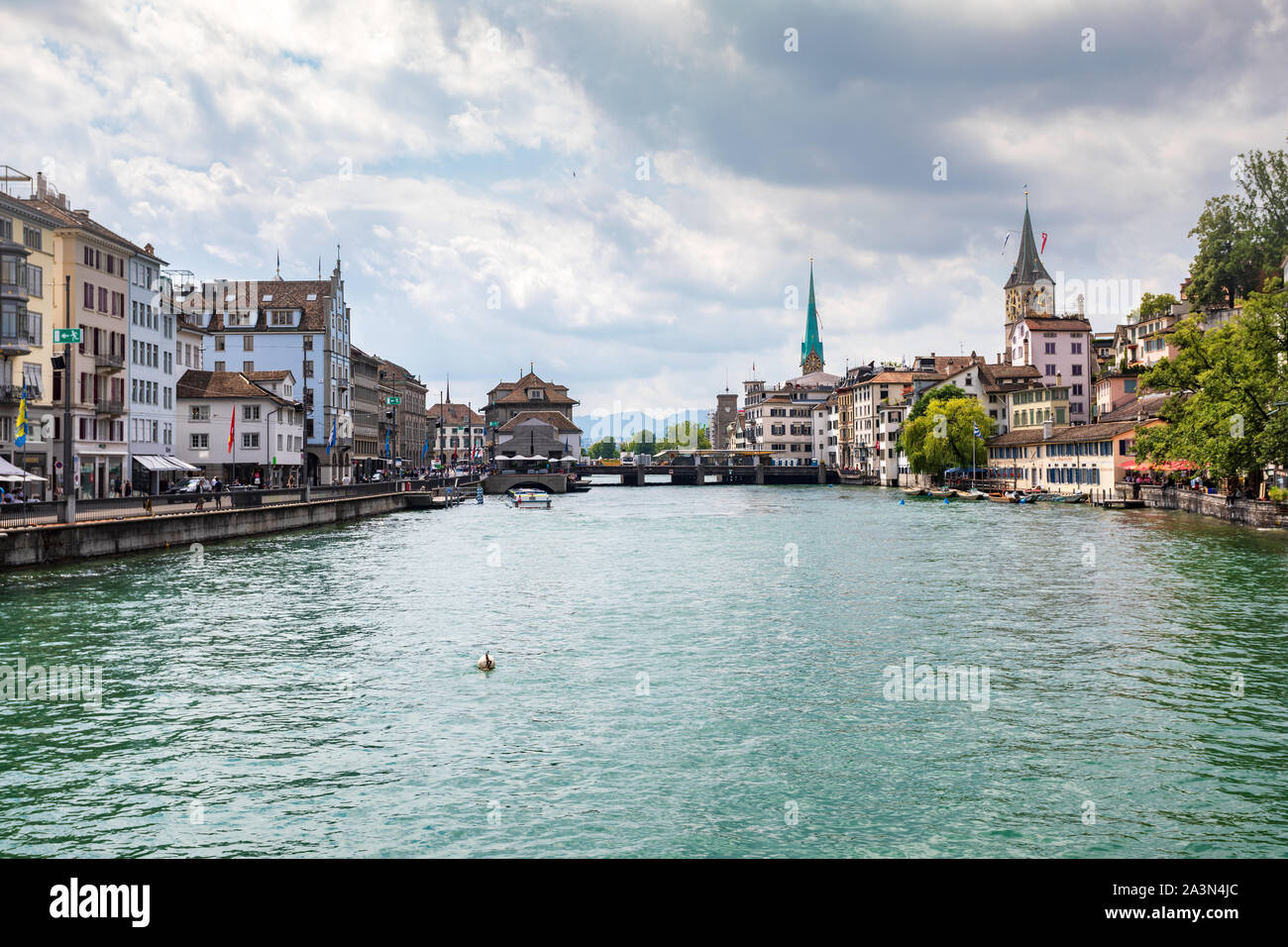 Limmat river in Zurich landscape, Switzerland Stock Photo - Alamy