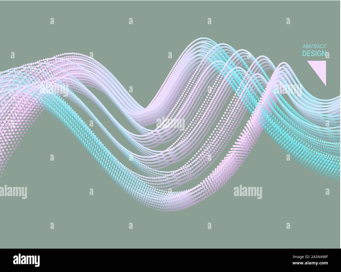 Wavy background. Array with dynamic particles. Composition with motion effect. 3d technology ...