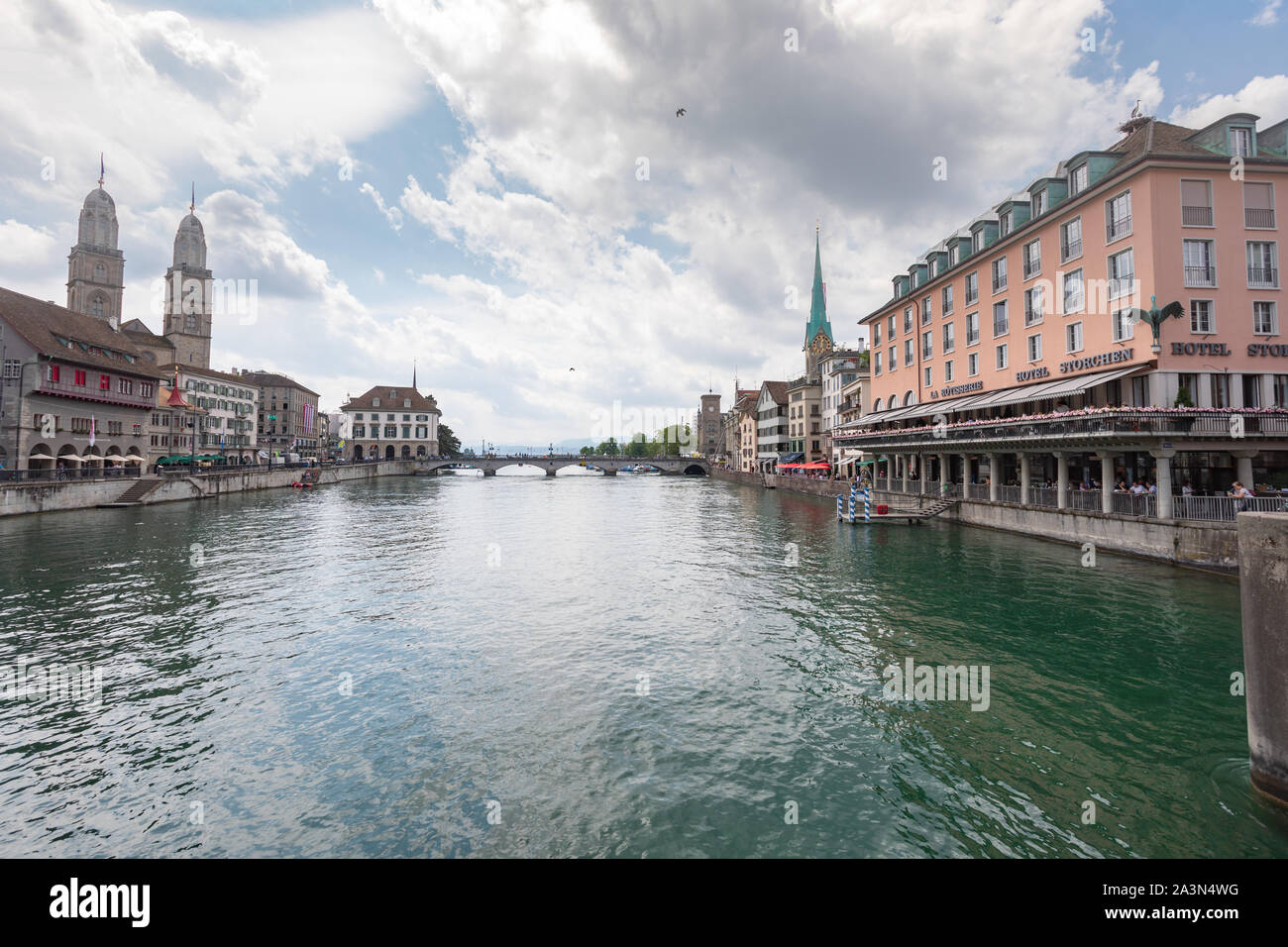 Limmat river in Zurich landscape, Switzerland Stock Photo - Alamy