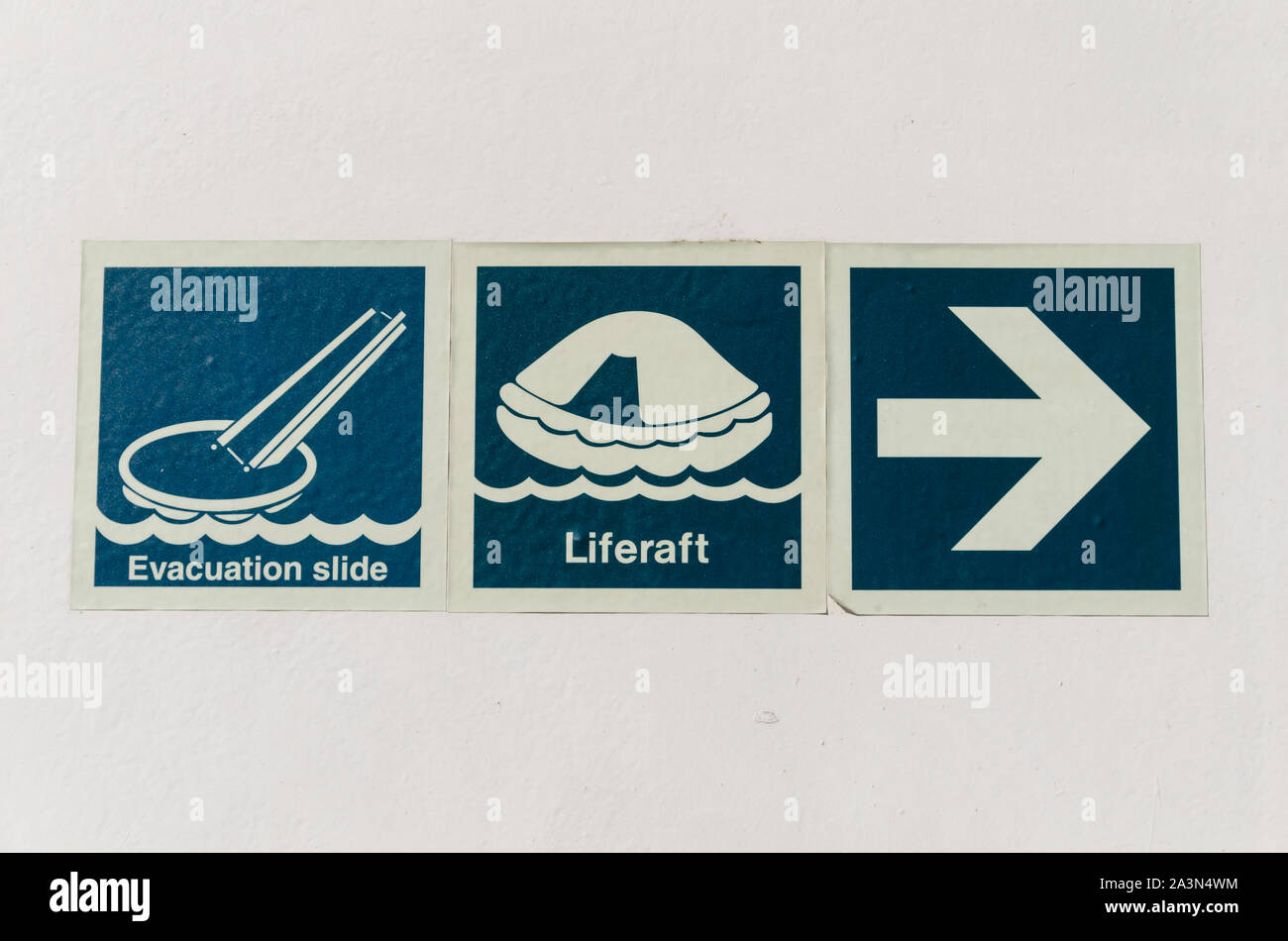 Evacuation slide and Liferaft. Maritime Passenger Signs signs Stock ...