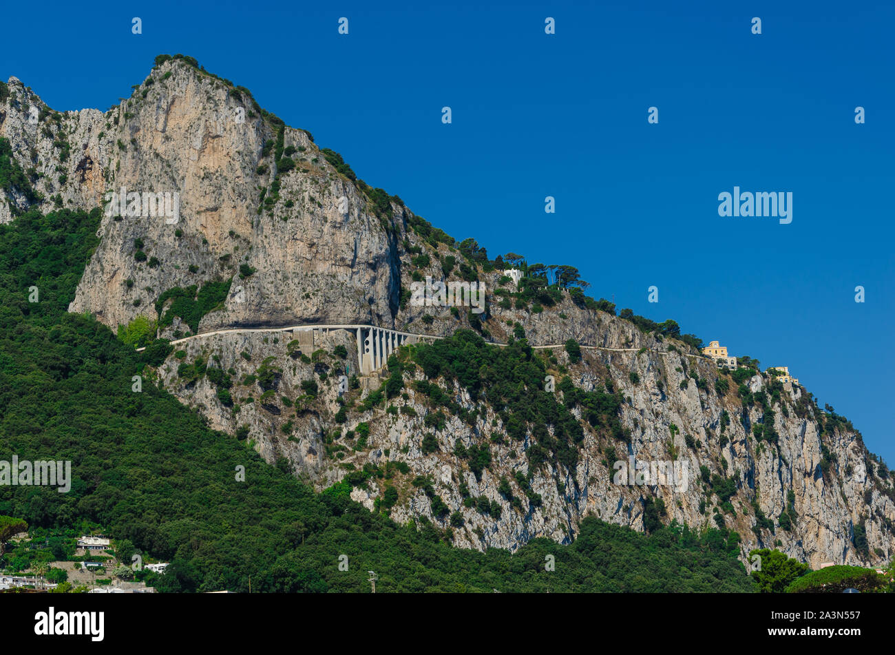 A bridge on the cliff on Capri island in Italy. Tourism concept Stock ...