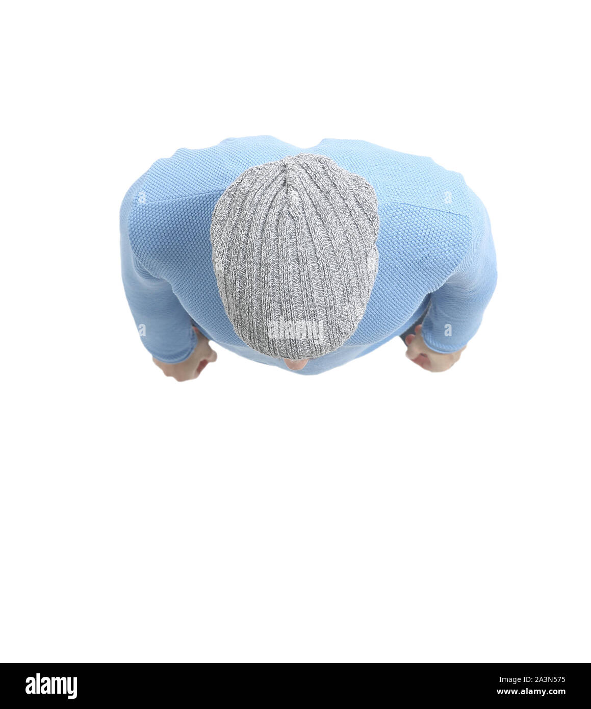 top view .handsome sports guy looking at the camera. isolated on white ...