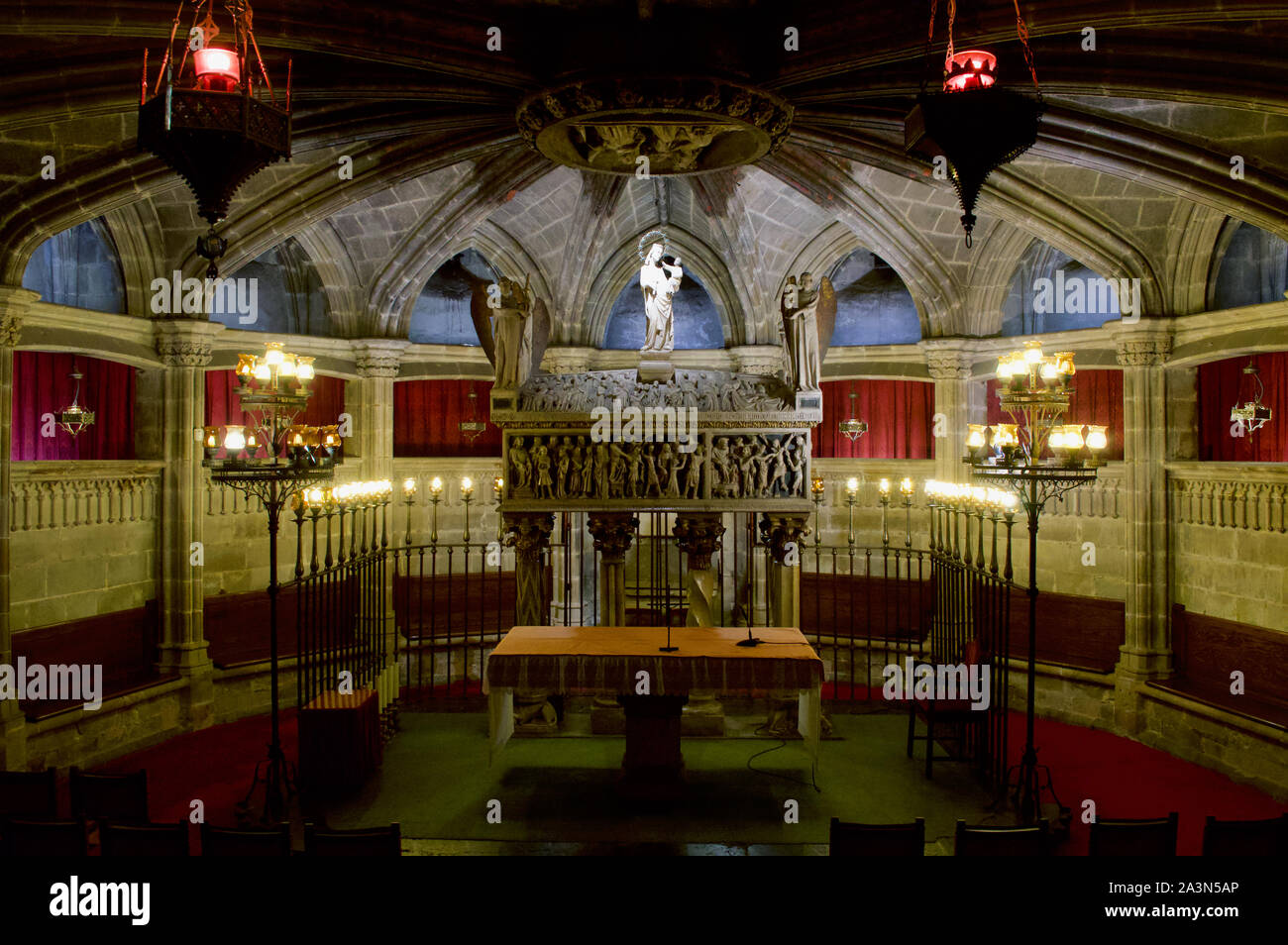 The crypt of Saint Eulalia at Barcelona Cathedral in Barcelona, Spain ...