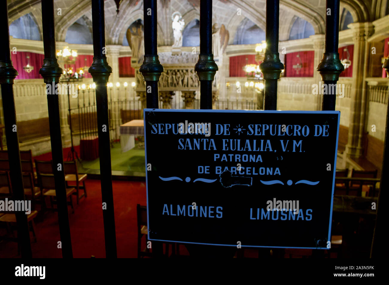 The crypt of Saint Eulalia at Barcelona Cathedral in Barcelona, Spain ...
