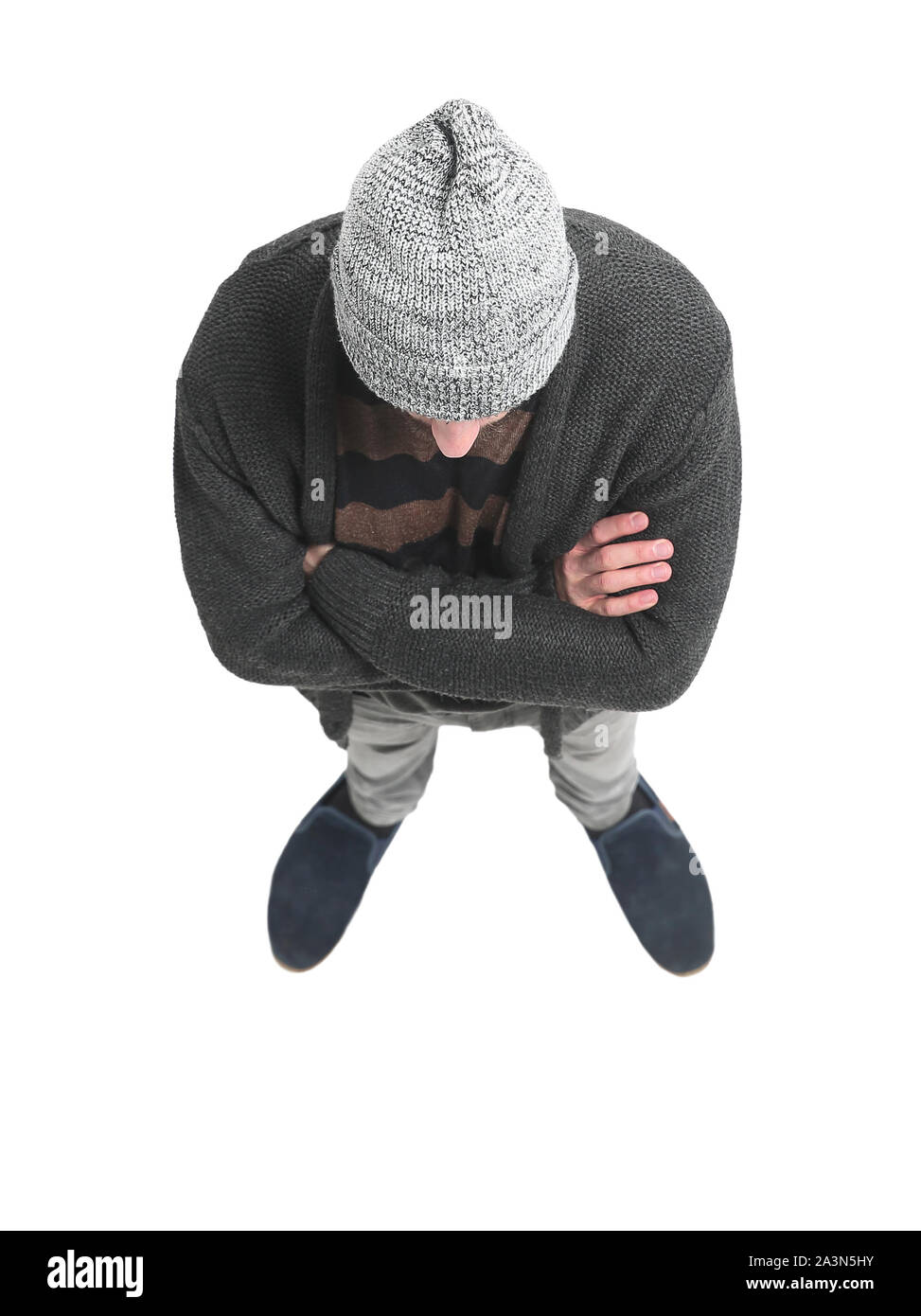 top view .handsome sports guy looking at the camera. isolated on white ...