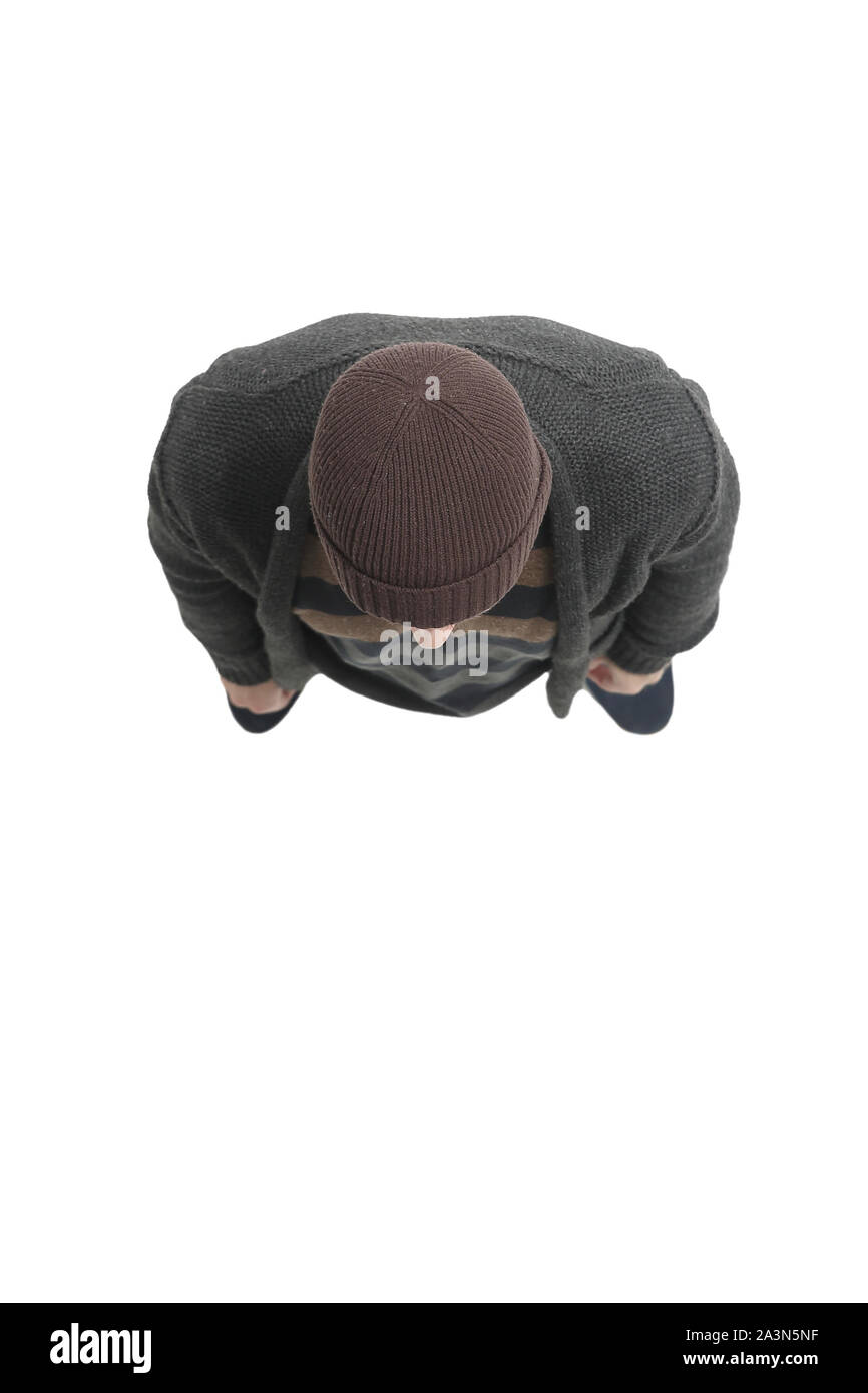 top view .handsome sports guy looking at the camera. isolated on white ...