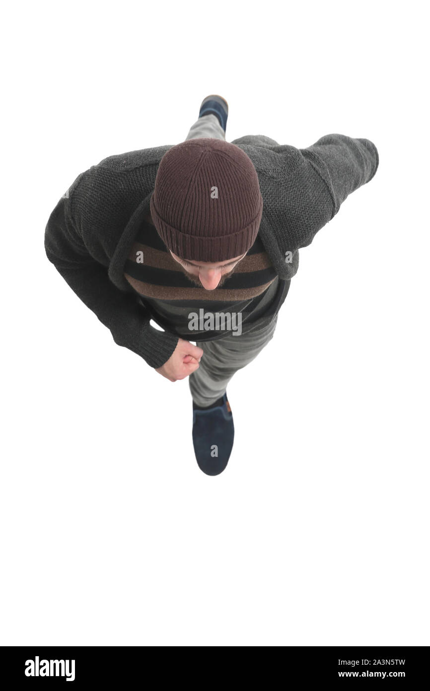 top view .handsome sports guy looking at the camera. isolated on white ...