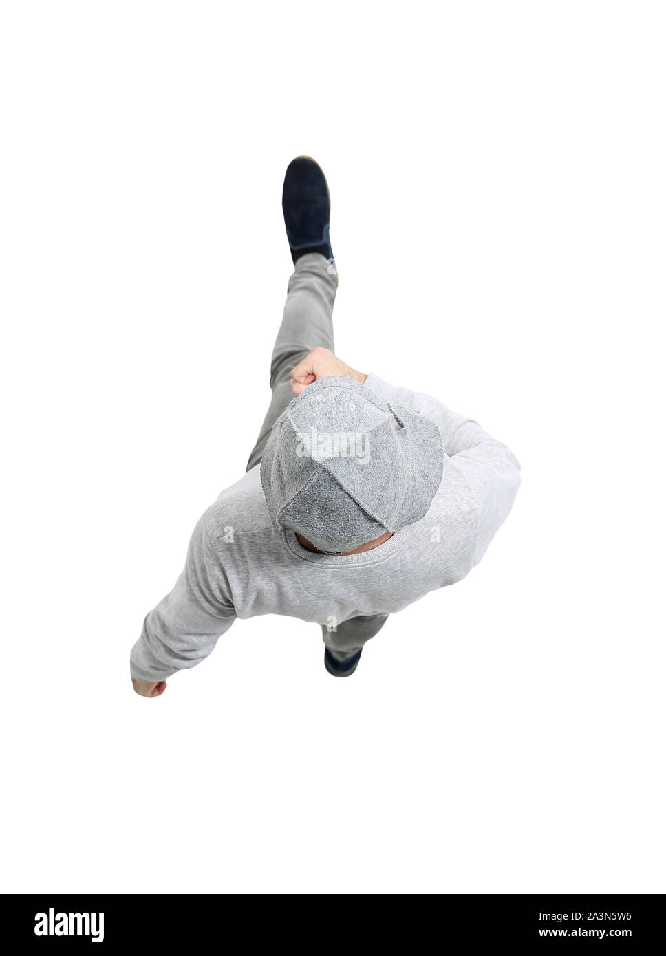 top view .handsome sports guy looking at the camera. isolated on white ...