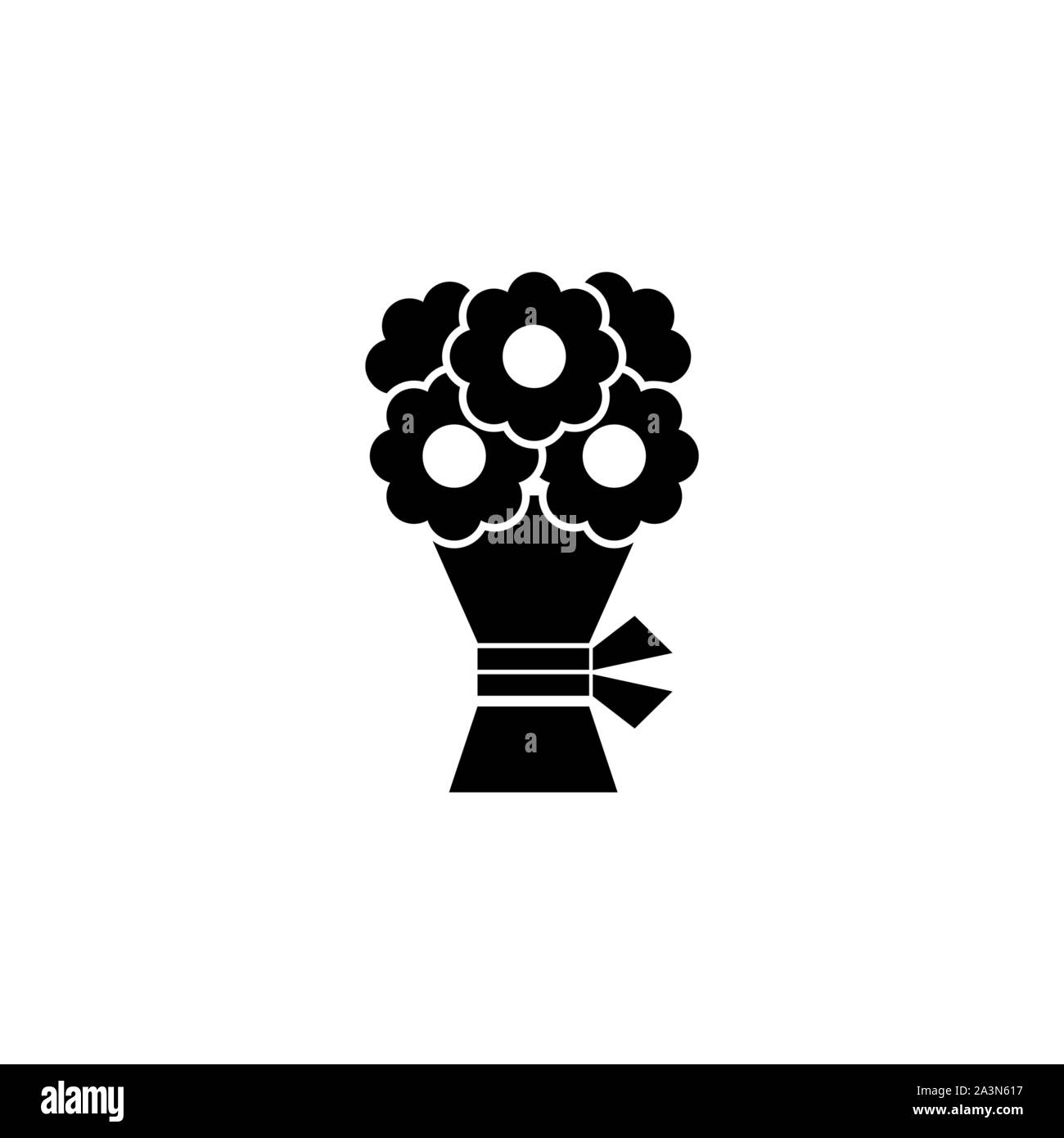 Wedding Flower Bouquet. Flat Vector Icon illustration. Simple black ...