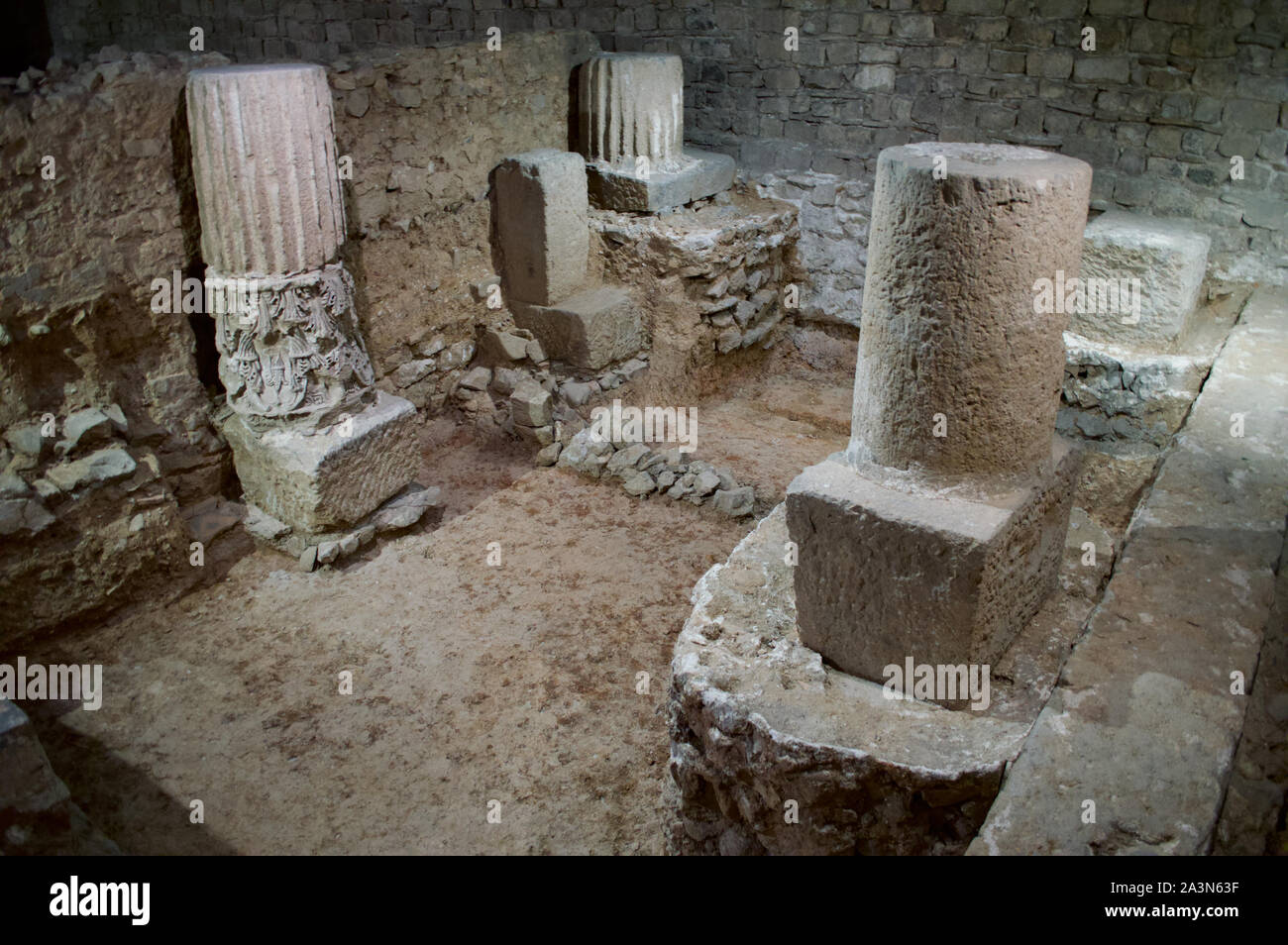 Ancient Roman ruins of the old Barcino city at the MUHBA in Barcelona, Spain Stock Photo - Alamy