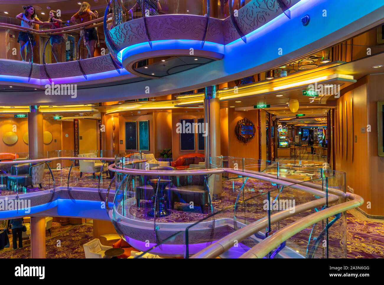 The multi floor atrium on board the Royal Caribbean cruise ship ...