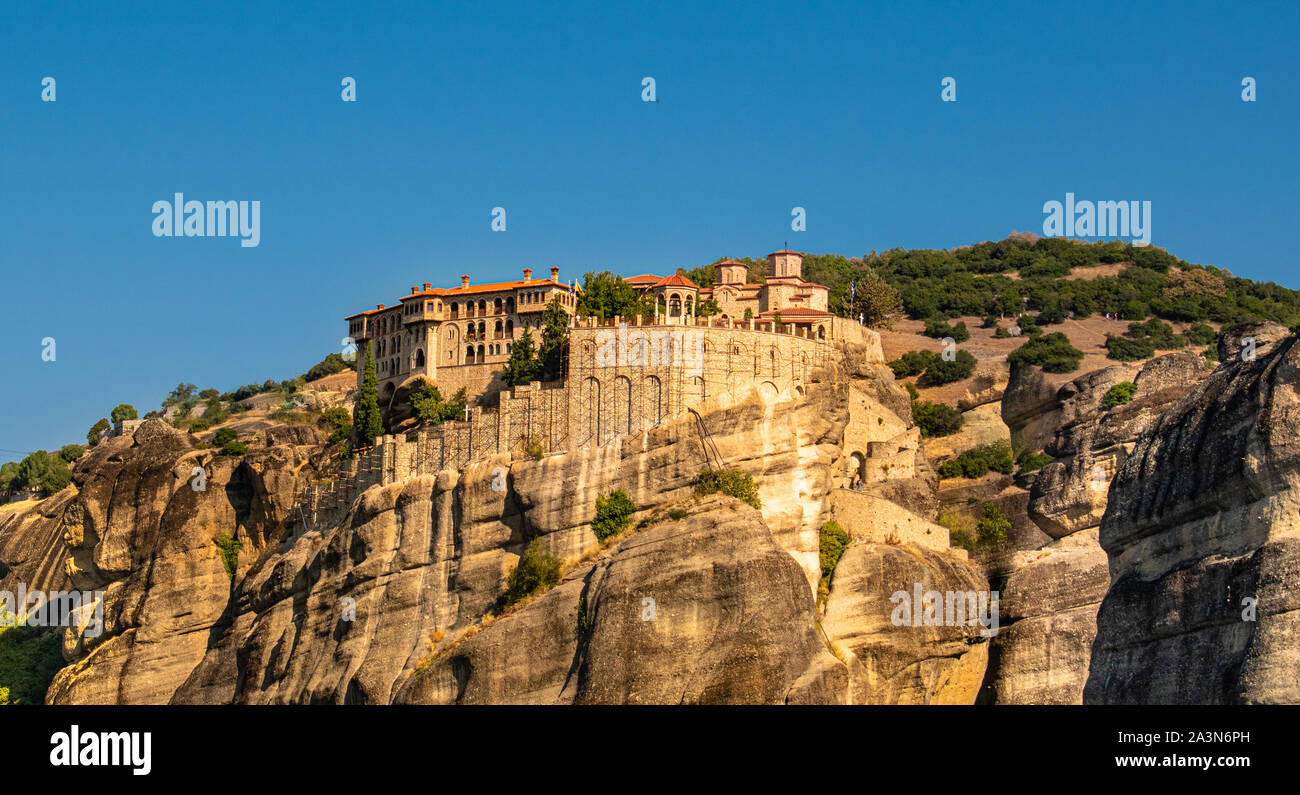 Monastery Meteora Greece. Stunning panoramic landscape. View of ...