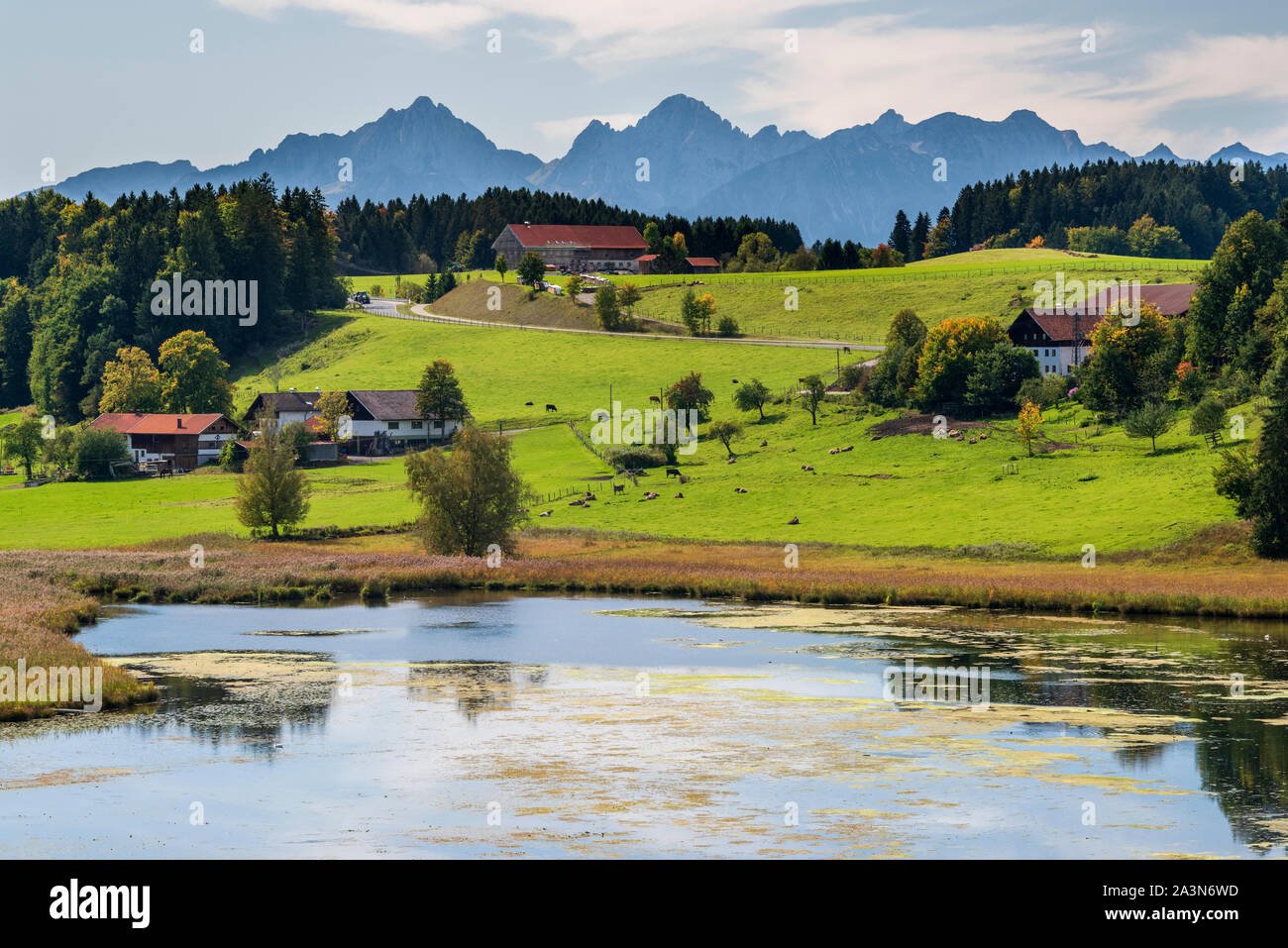 panoramic landscape with lake and mountains Stock Photo - Alamy
