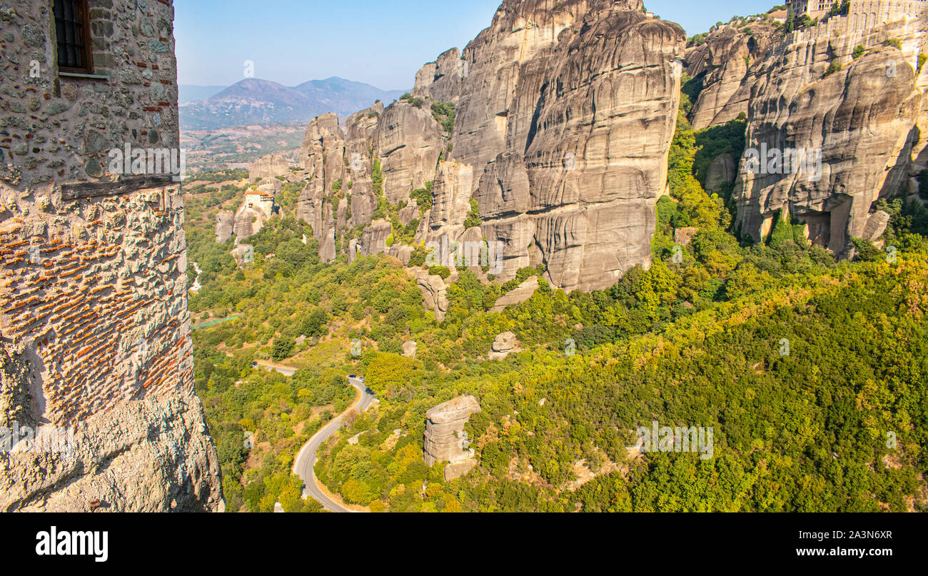 Monastery Meteora Greece. Stunning panoramic landscape. View of ...