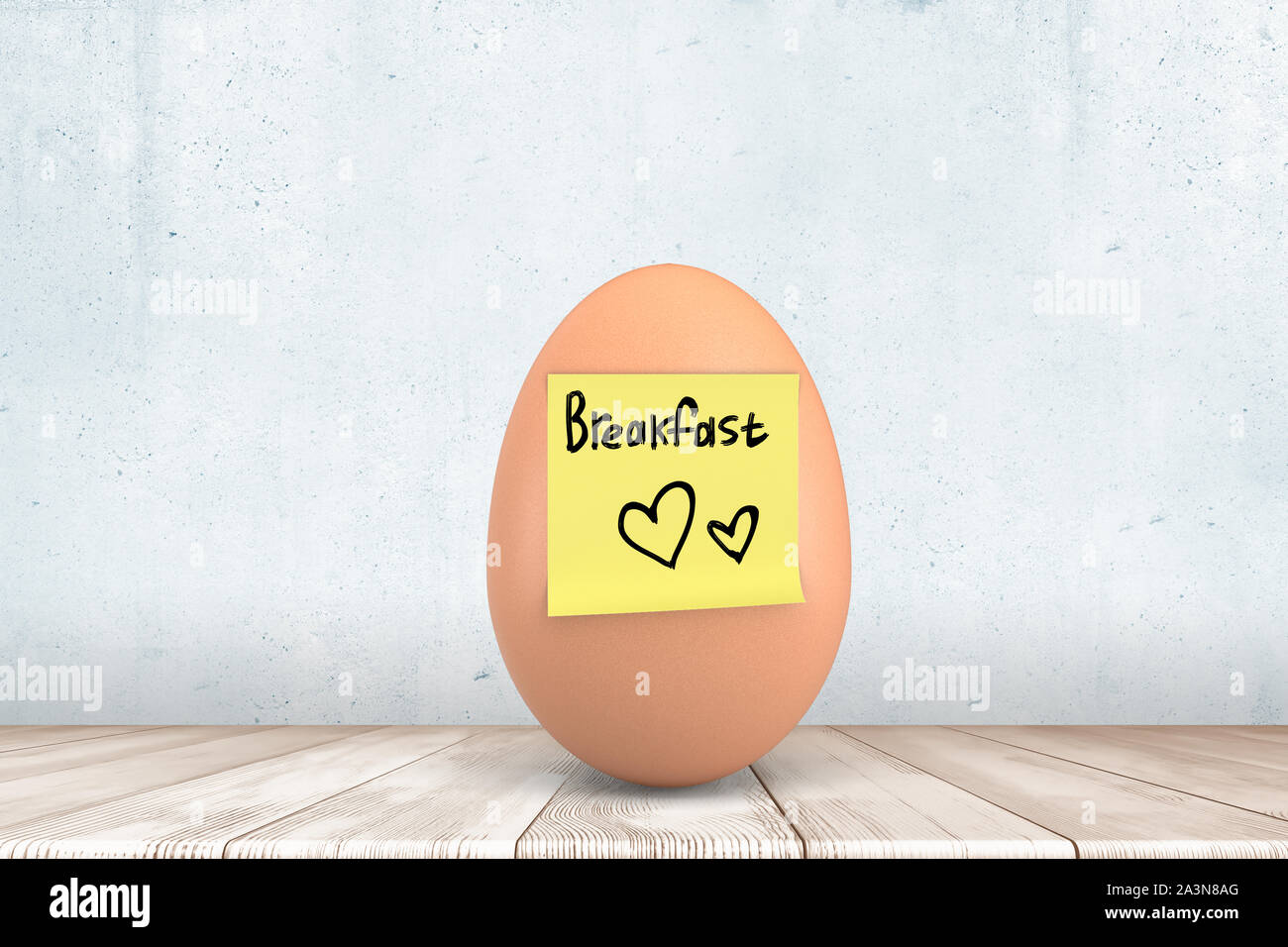 3d close-up rendering of chicken egg with yellow sticky note on with ...