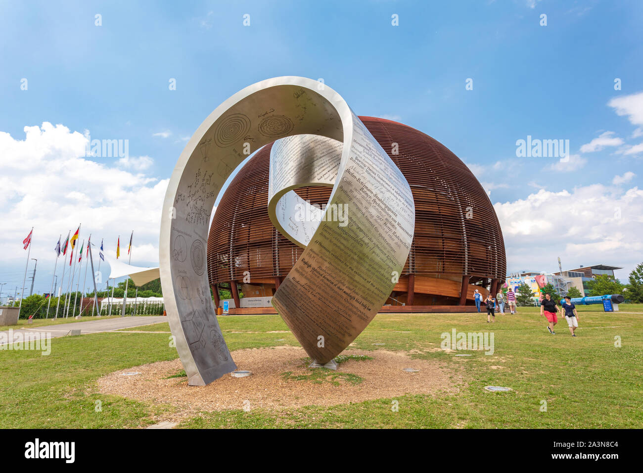 CERN, Geneva, Switzerland. "Wandering the immeasurable" monument and ...