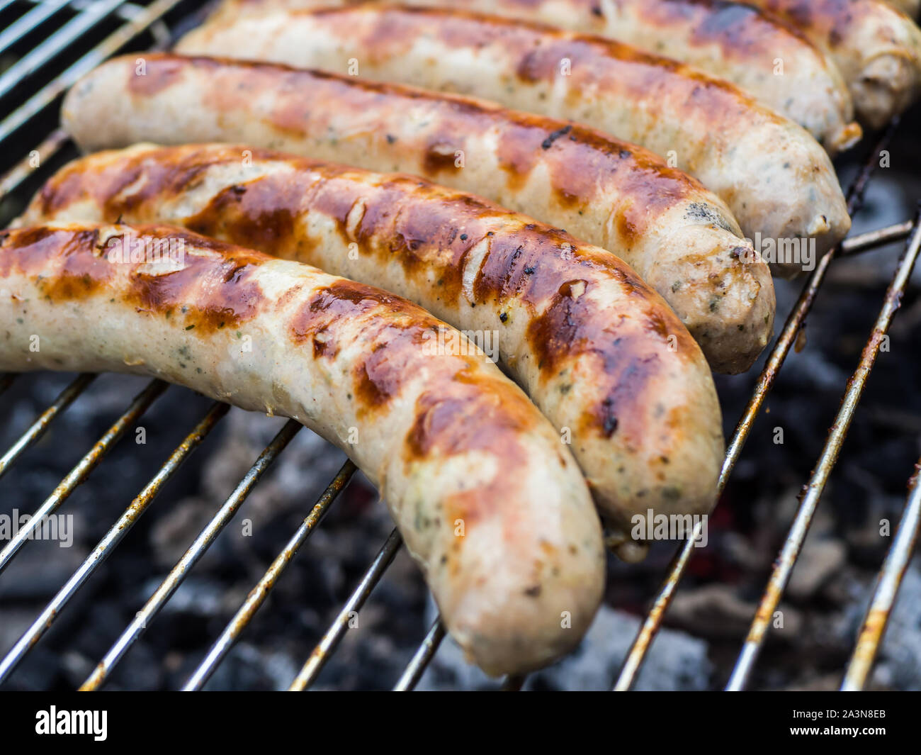 German Rostbratwurst on the grill Stock Photo - Alamy