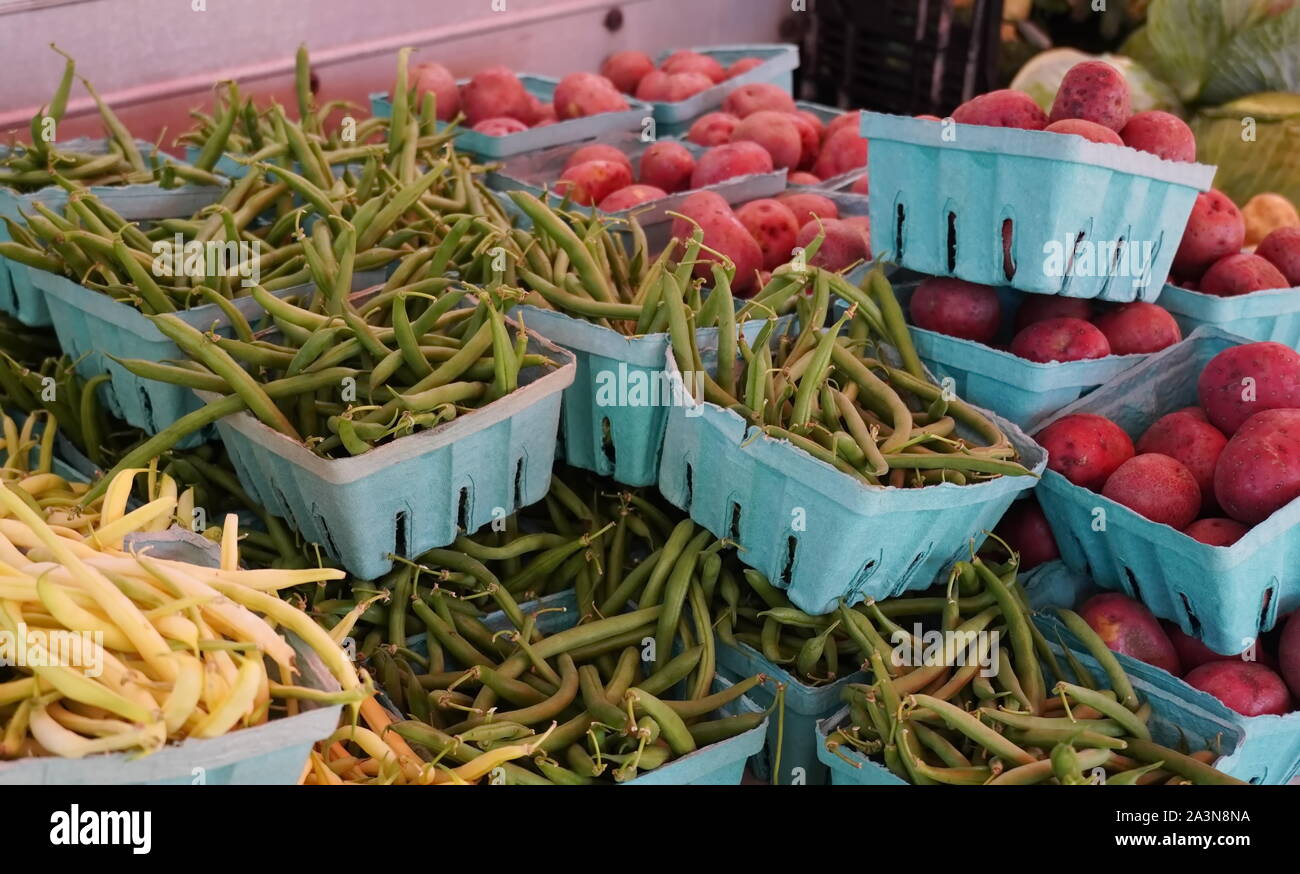 Chantilly, VA / USA - September 19, 2019: Stacks of potatoes and beans ...