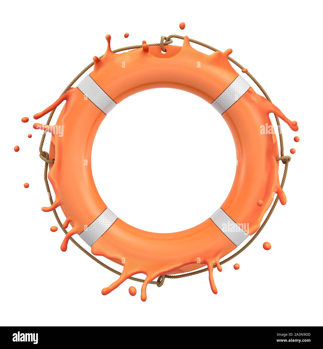 3d rendering of orange lifebuoy ring splashing isolated on white background Stock Photo - Alamy